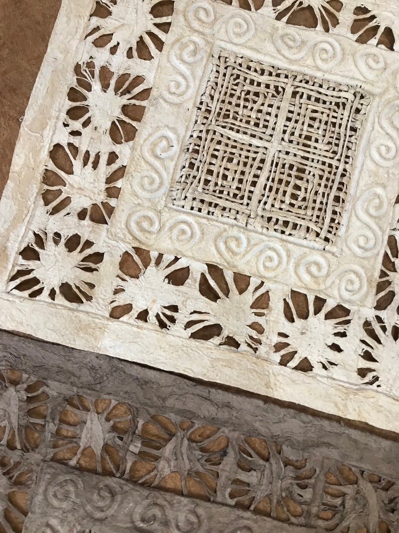 Two Pieces of Amate Paper. Tree Bark Art Fron Mexico. Wall Hanging ...