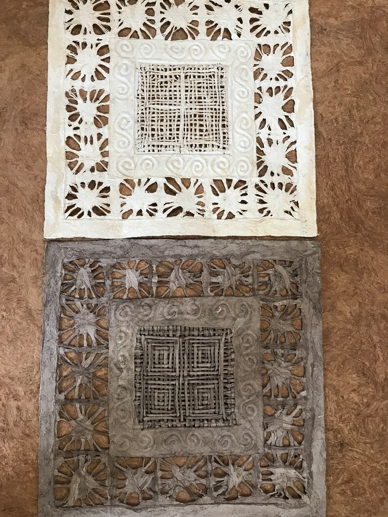 Two Pieces of Amate Paper. Tree Bark Art Fron Mexico. Wall Hanging ...