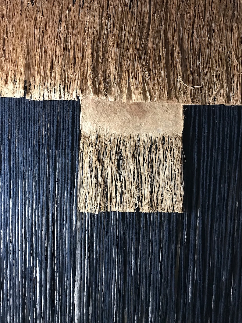 PALENQUE. Wall Hanging. Textile Art. Cotton and Macrame. Bark Amate ...