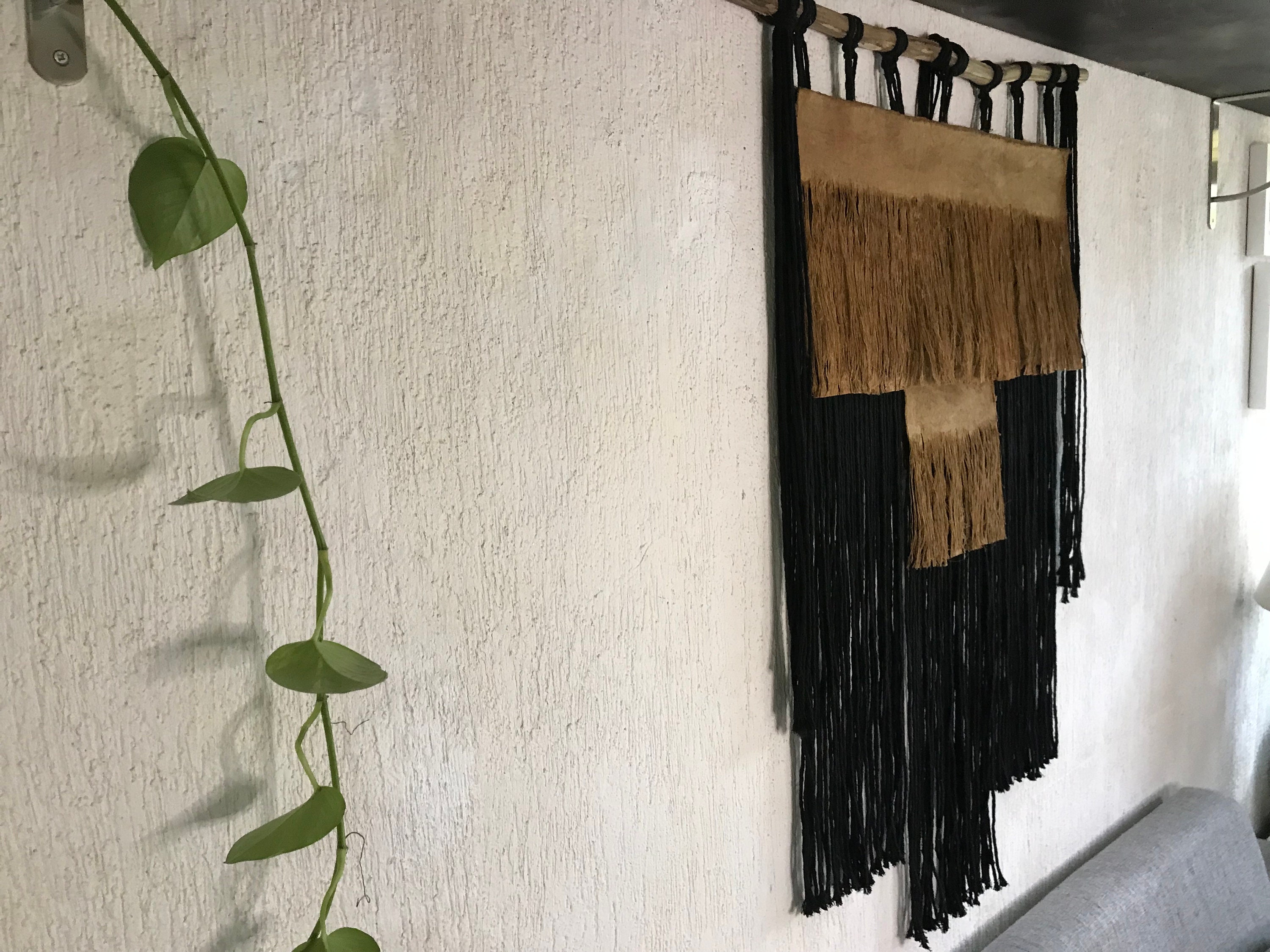 PALENQUE. Wall Hanging. Textile Art. Cotton and Macrame. Bark Amate ...