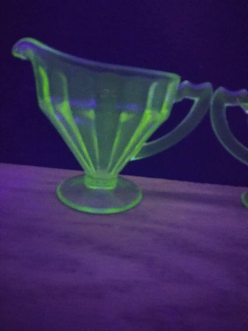 Two Pc Set Vintage 1930's Anchor Hocking Block Optic Pattern Green ...