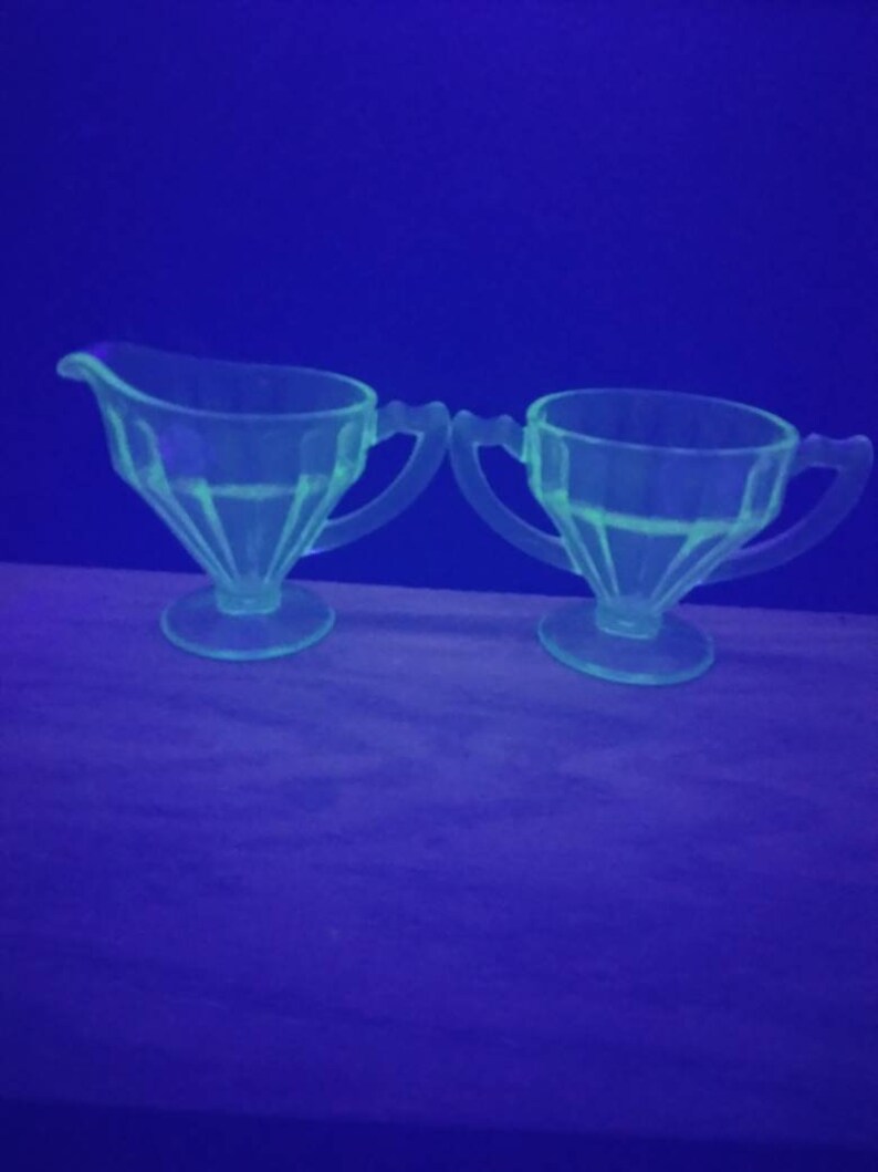 Two Pc Set Vintage 1930's Anchor Hocking Block Optic Pattern Green ...