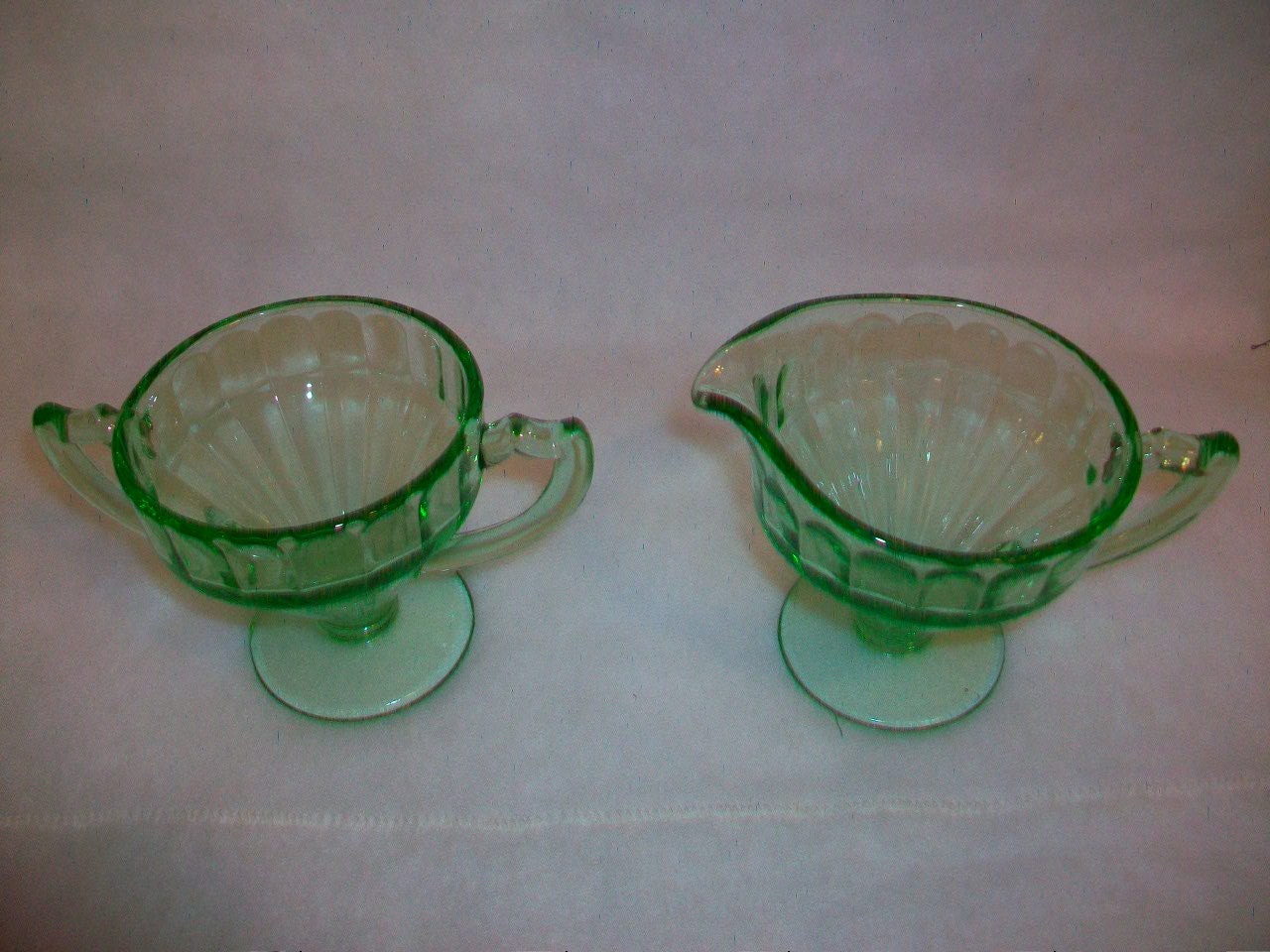 Two Pc Set Vintage 1930's Anchor Hocking Block Optic Pattern Green ...