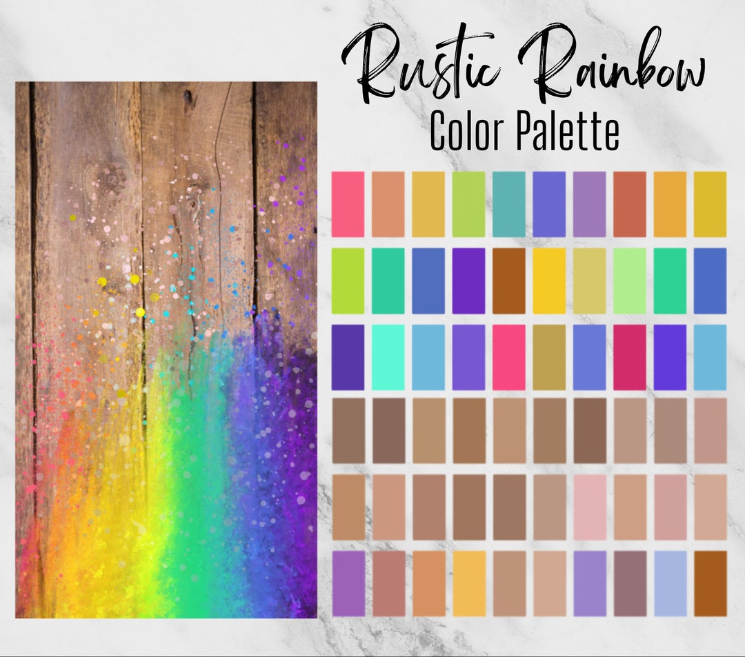 Rustic Rainbow Procreate Color Palette, Rainbow Color Swatches, Rainbow ...