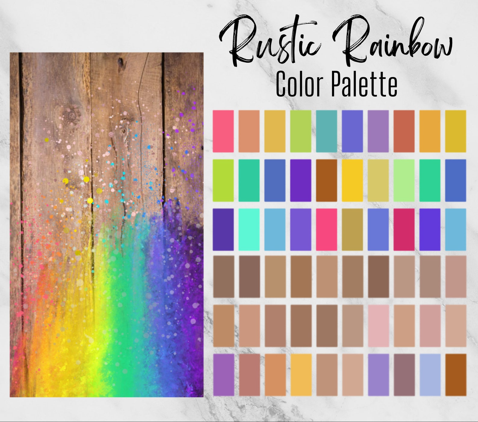 Rustic Rainbow Procreate Color Palette, Rainbow Color Swatches, Rainbow ...