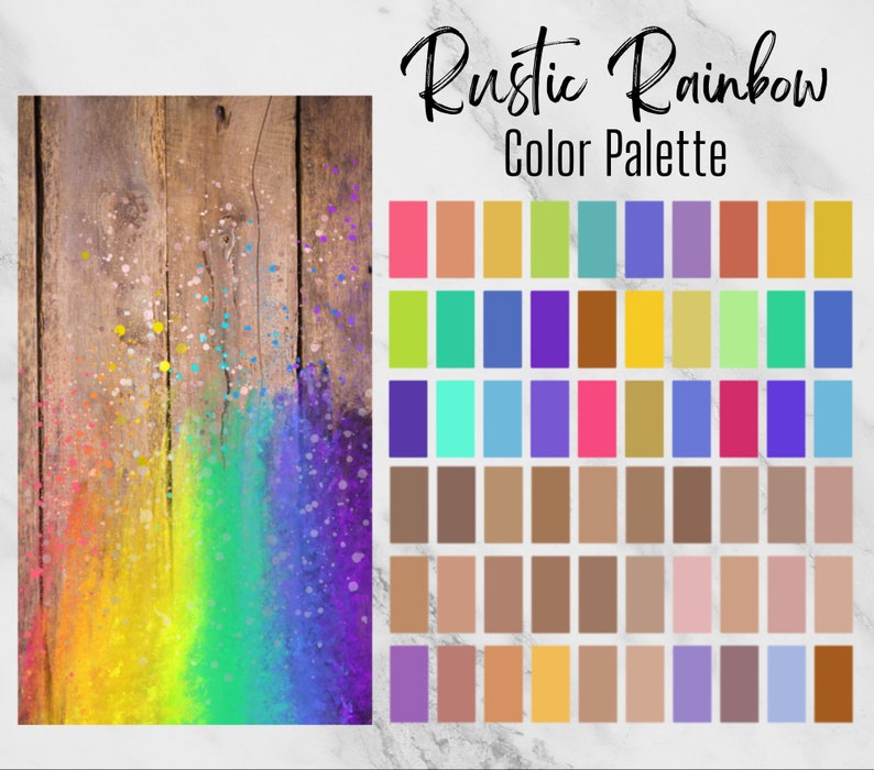 Rustic Rainbow Procreate Color Palette, Rainbow Color Swatches, Rainbow ...