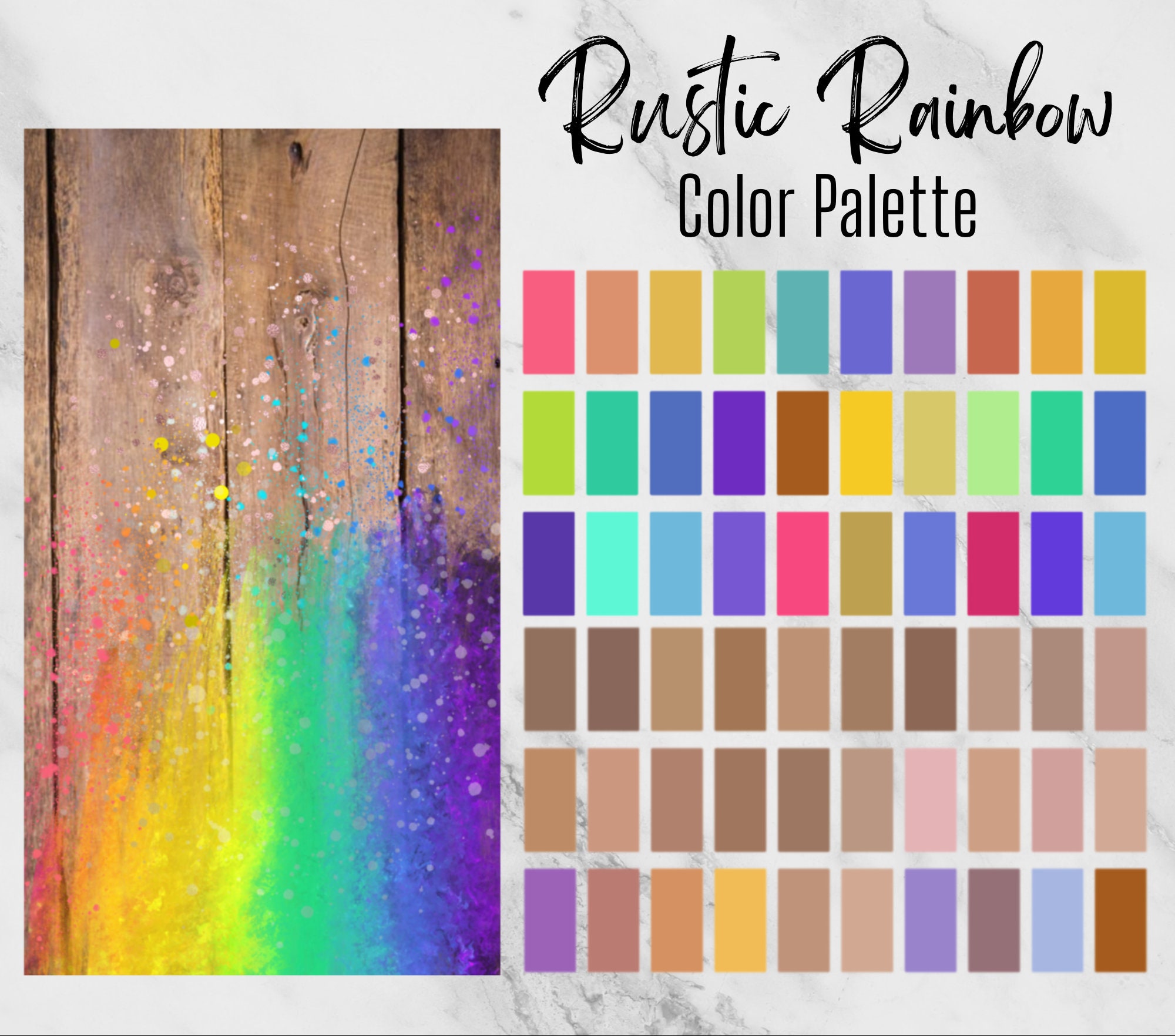 Rustic Rainbow Procreate Color Palette, Rainbow Color Swatches, Rainbow ...