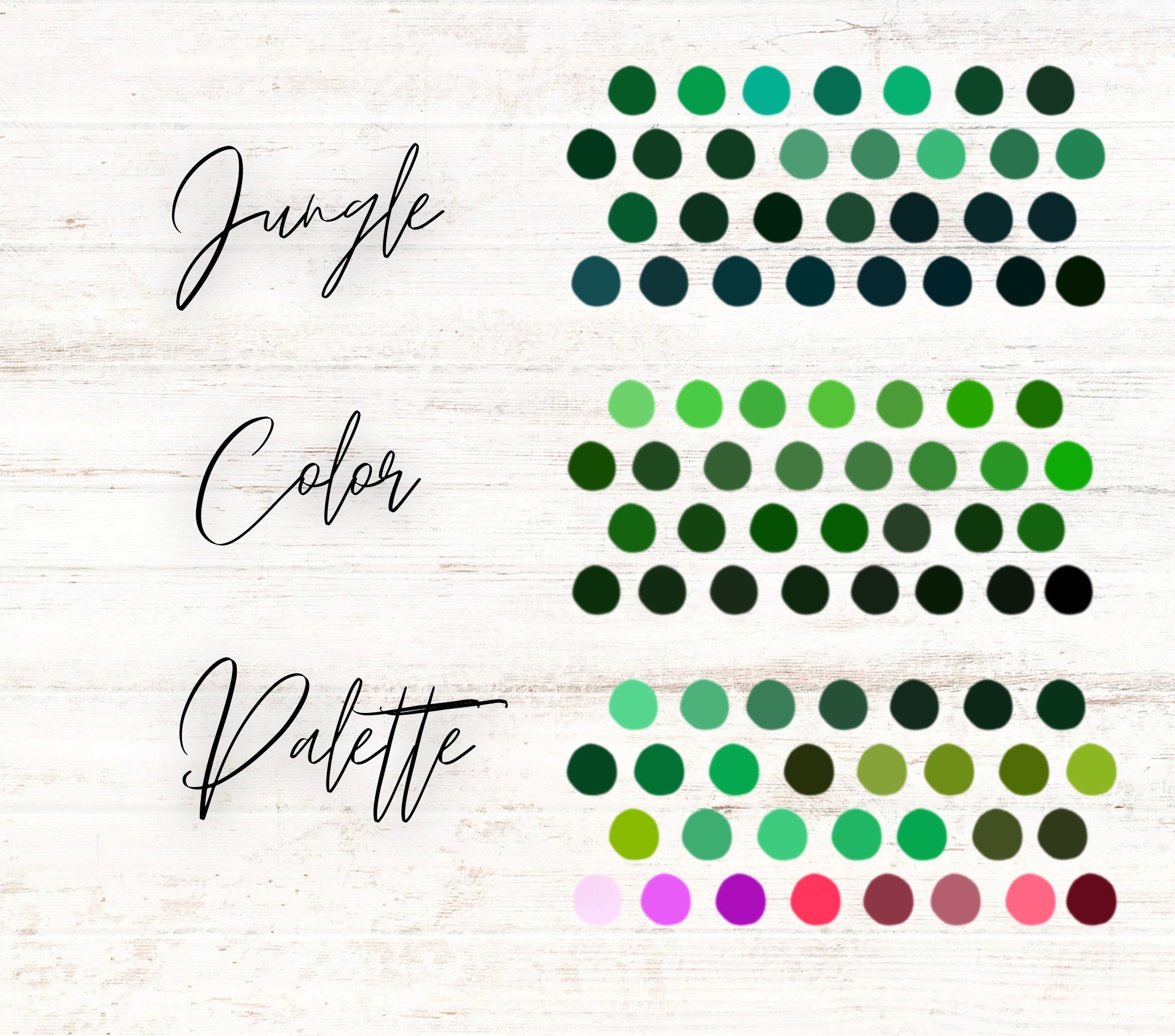 Jungle Color Palettes for Procreate, Jungle Colors, Procreate Palettes ...