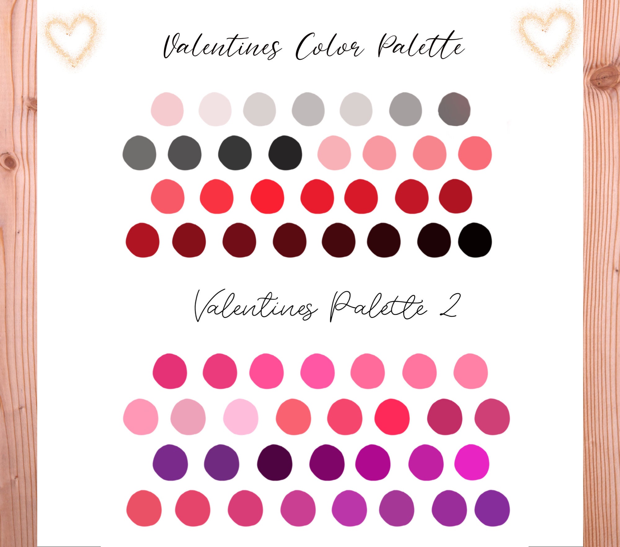 Valentines Palette, 60 Colors, 2 Procreate Palettes, Valentine Swatches ...