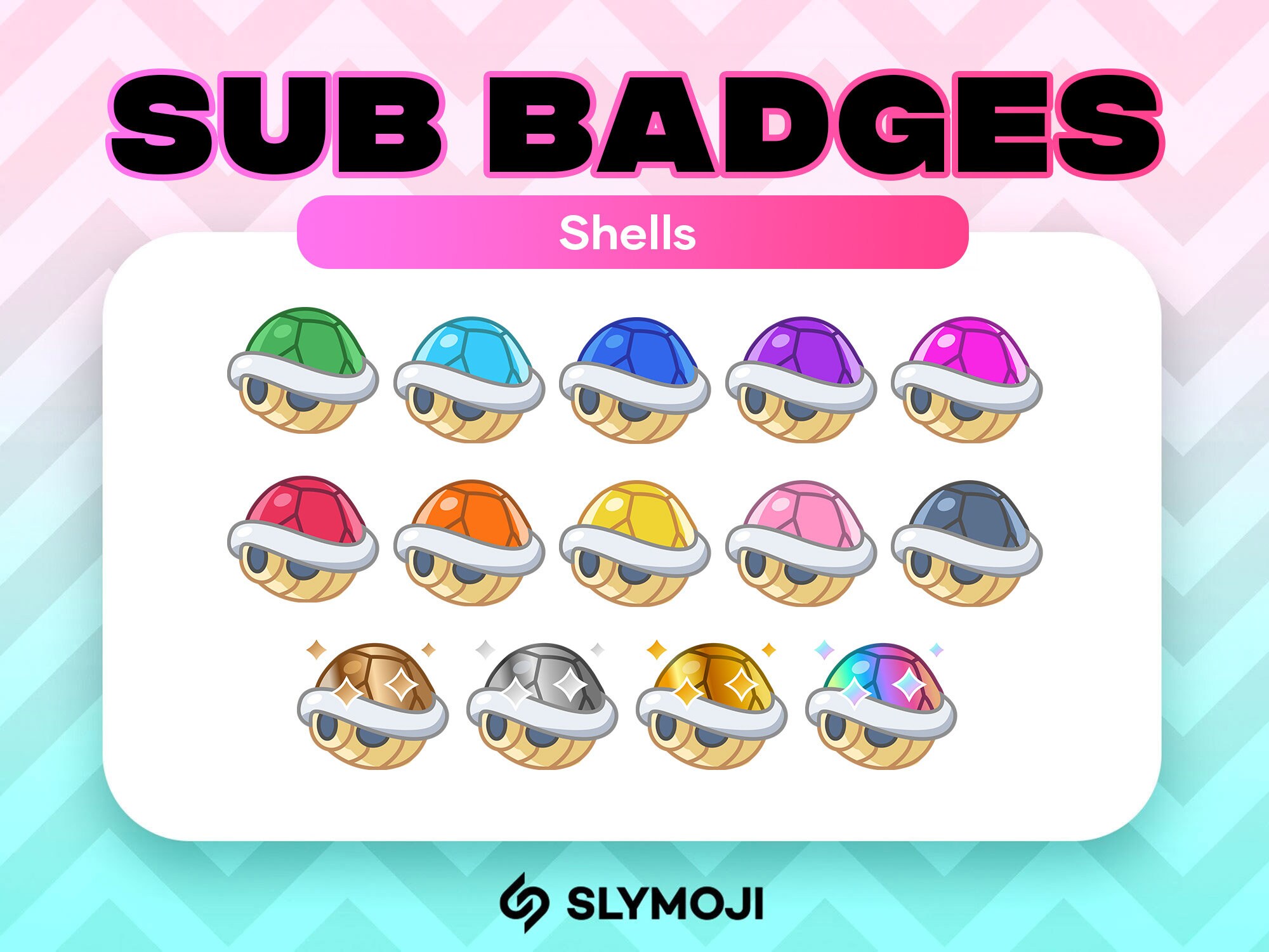 Shell Twitch BIT and SUB Badges Funny Super Mario Kart Wonder Emotes ...