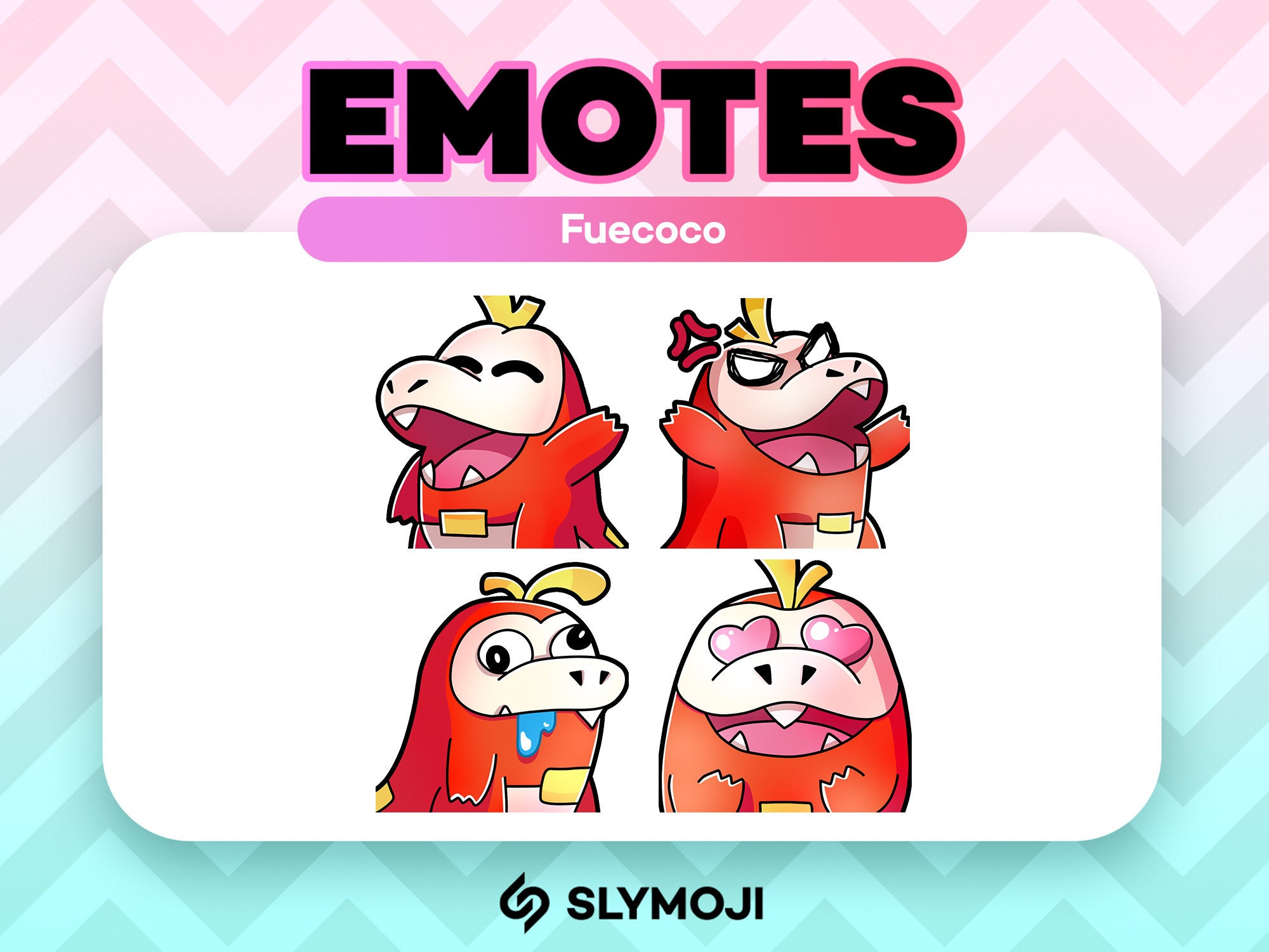 Fuecoco Emotes for Twitch Streamers, Discord, Youtube / Cute, Kawaii ...