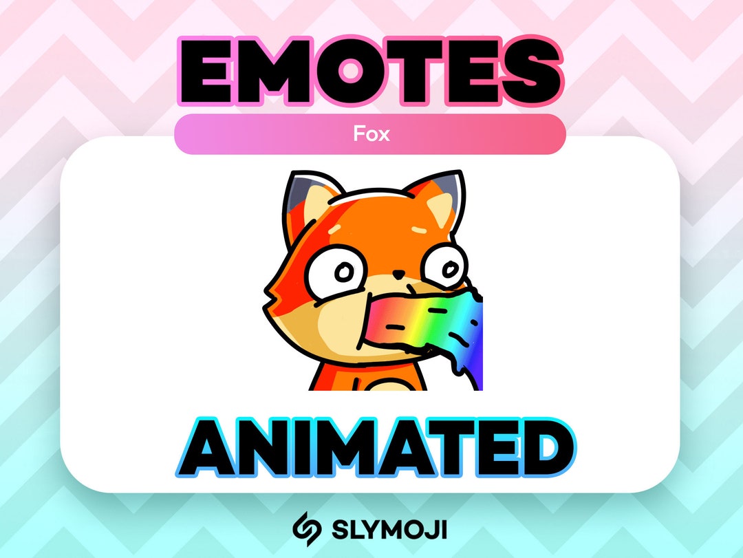 Animated Fox Wow Barf Rainbow Emote - Funny Kawaii Chibi Twitch Emoji ...