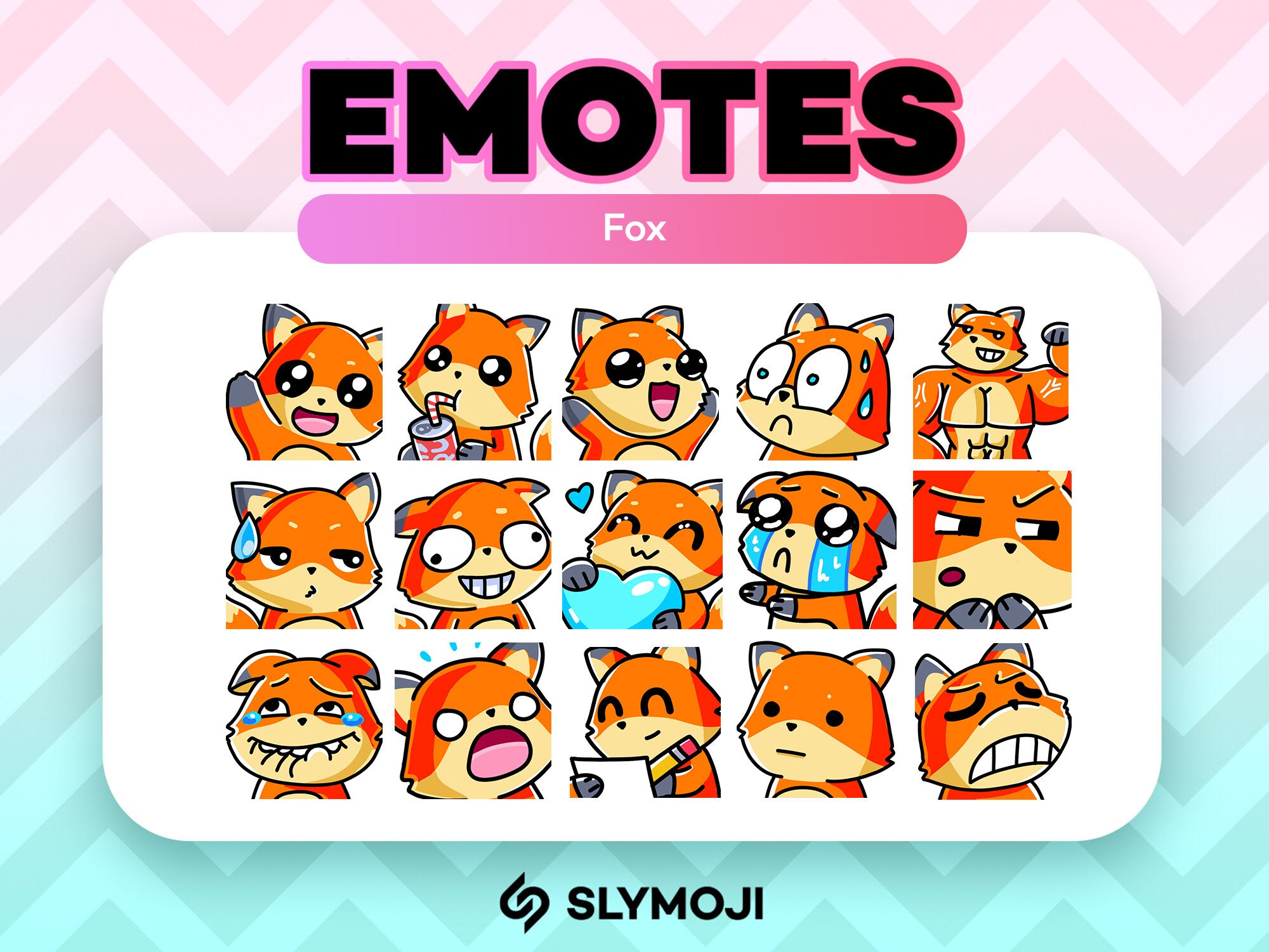 Kawaii Chibi Fox Emote Bundle: Cute & Funny Twitch, Youtube, Tiktok ...
