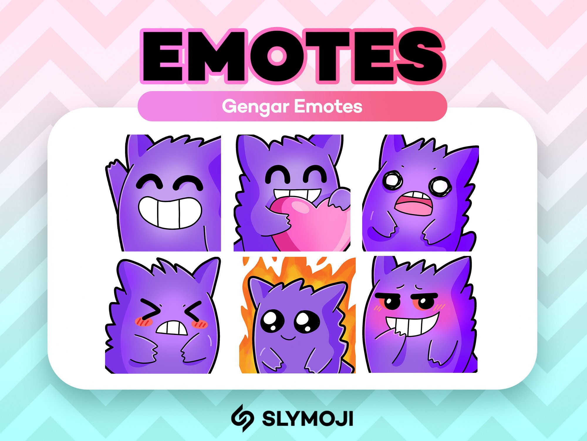 Gengar Emotes for Twitch Streamers, Discord, Youtube / Cute, Kawaii ...