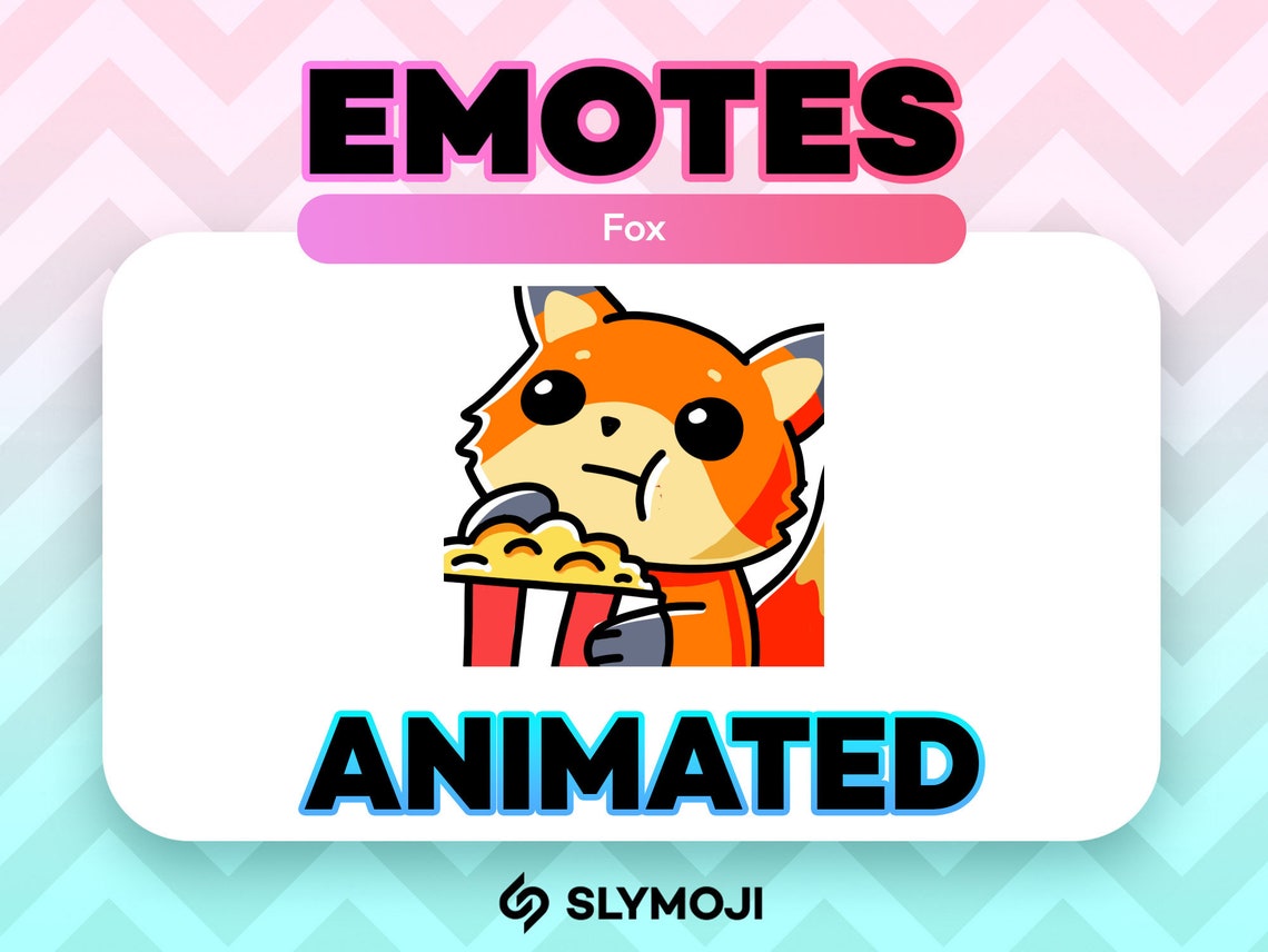 Animated Fox Eating Popcorn Emote - Cute Kawaii Chibi Twitch Emoji ...