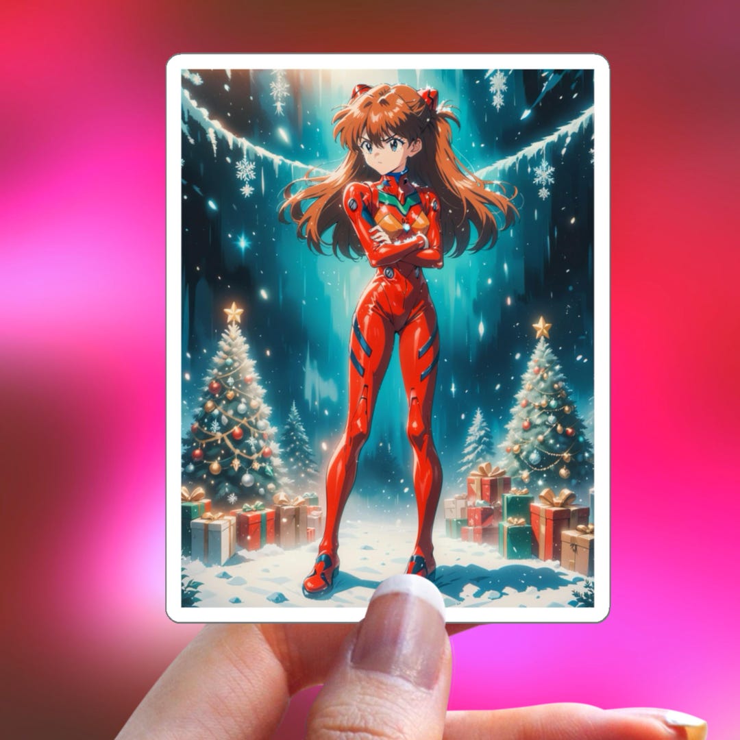 Asuka Langley Christmas Sticker Fanart. Perfect Gift for Evangelion ...