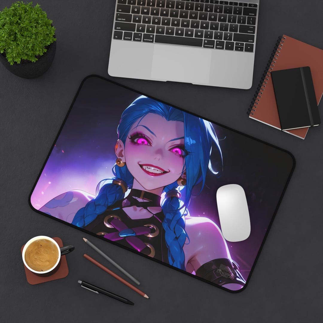 Jinx Fanart Desk Mat, Arcane Mousepad for Gamers, Waifus Gift Desk ...