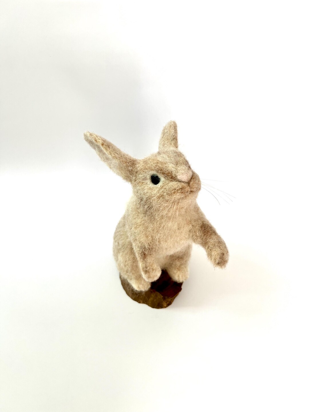 Needle Felted Bunny Sculpture on Coffeewood; Unique Gift; Handmade ...