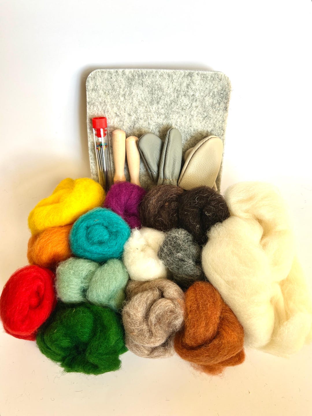 Needle Felting Starter Kit: Wool Pad, Needles, Finger Guards - Etsy
