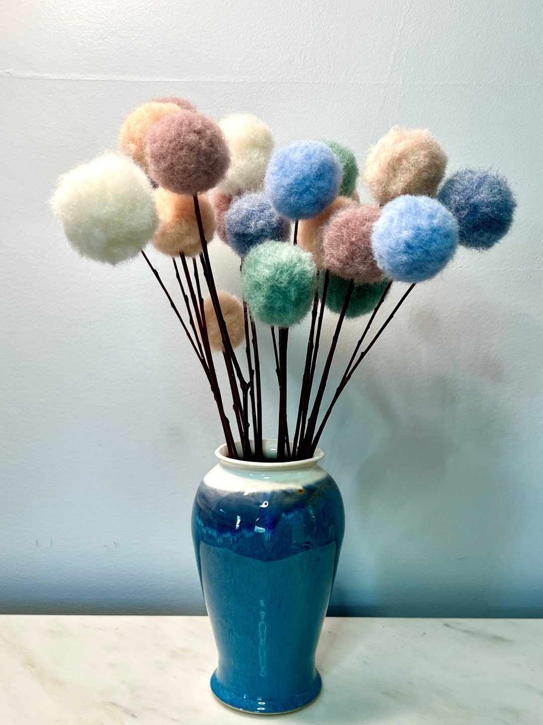 Wooly Blooms Handmade Out of Wool and Willow Branches; Unique Gift ...