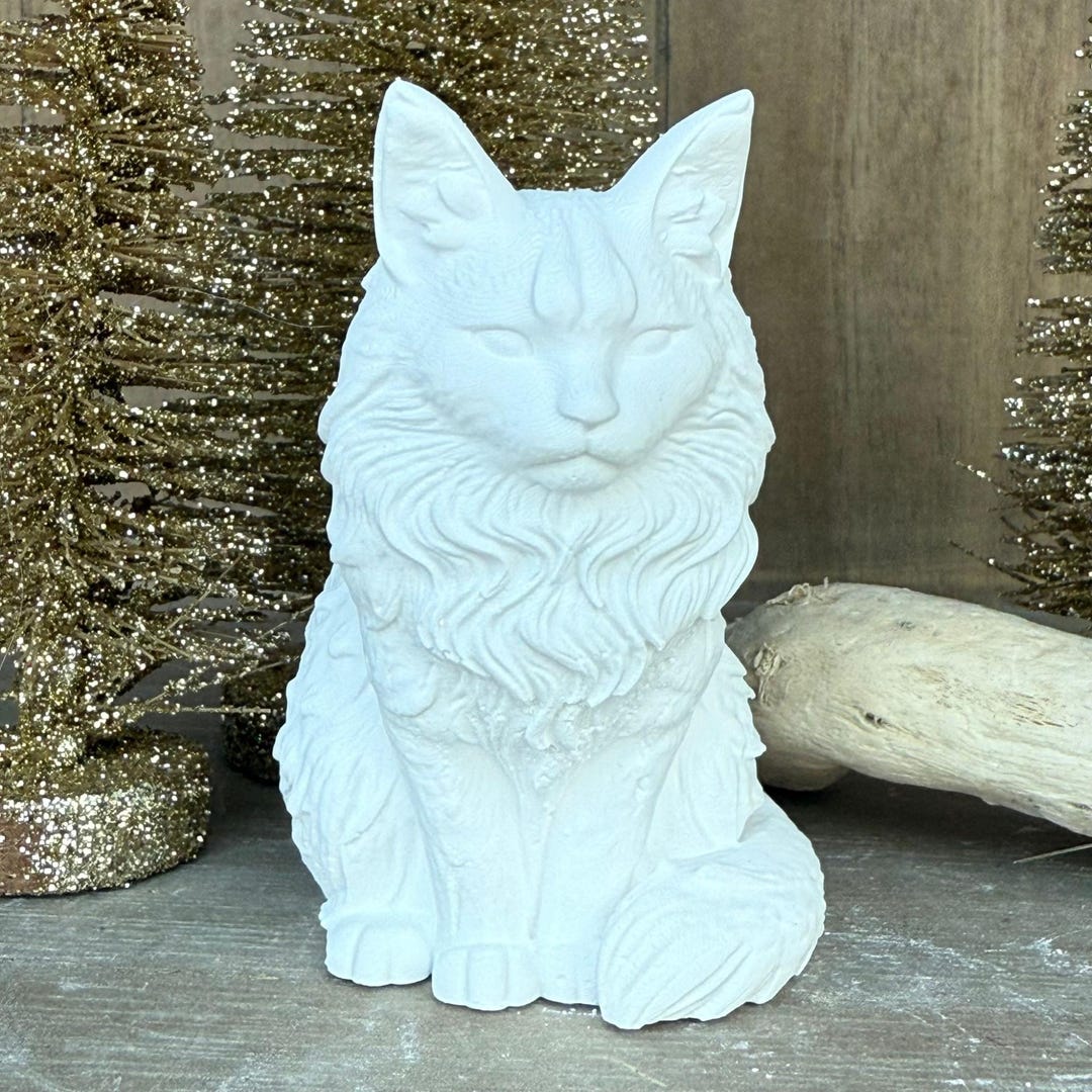 Handmade Cast Ceramic Cat Decorations, Sitting and Lying Down, Cat ...
