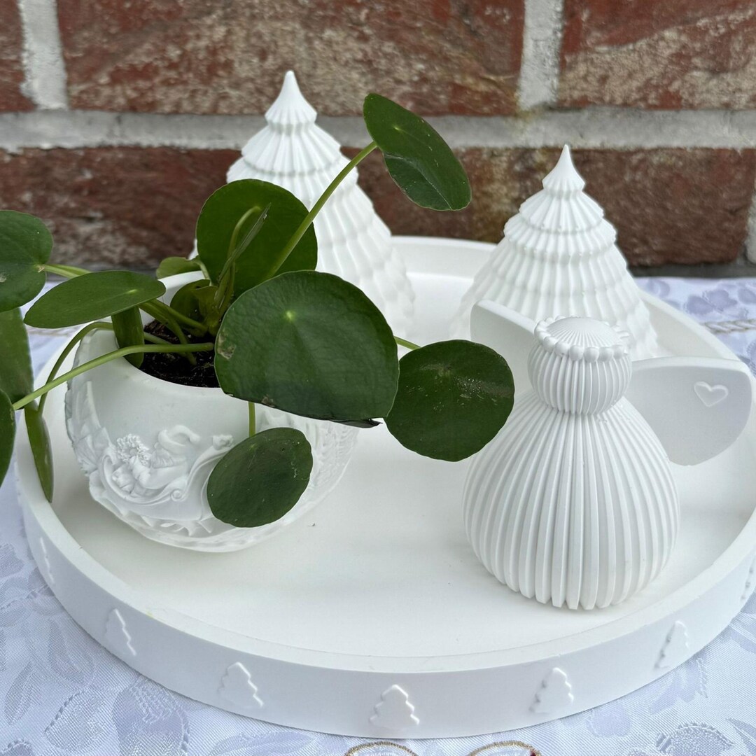 Handmade Ceramic Advent Decoration Set With Angel Vase and Fir Trees on ...