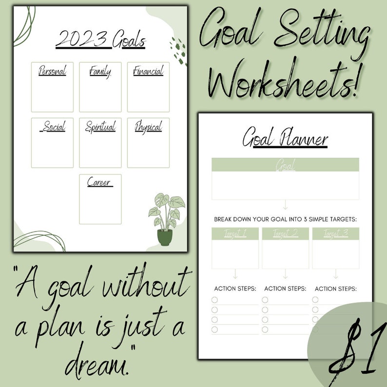 2023 Goal Setting Worksheets - Etsy
