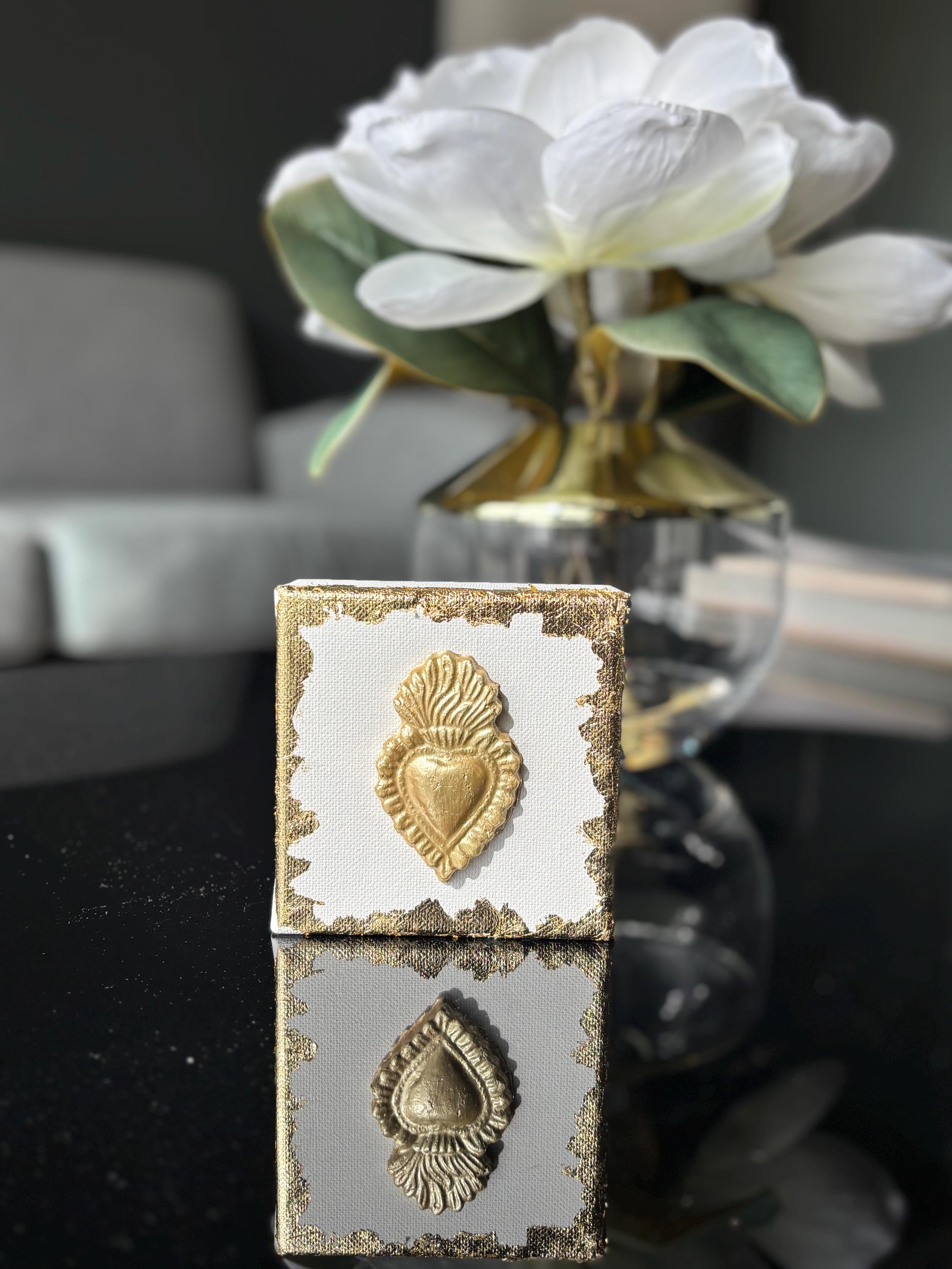 Clay Sacred Heart on Canvas - Etsy