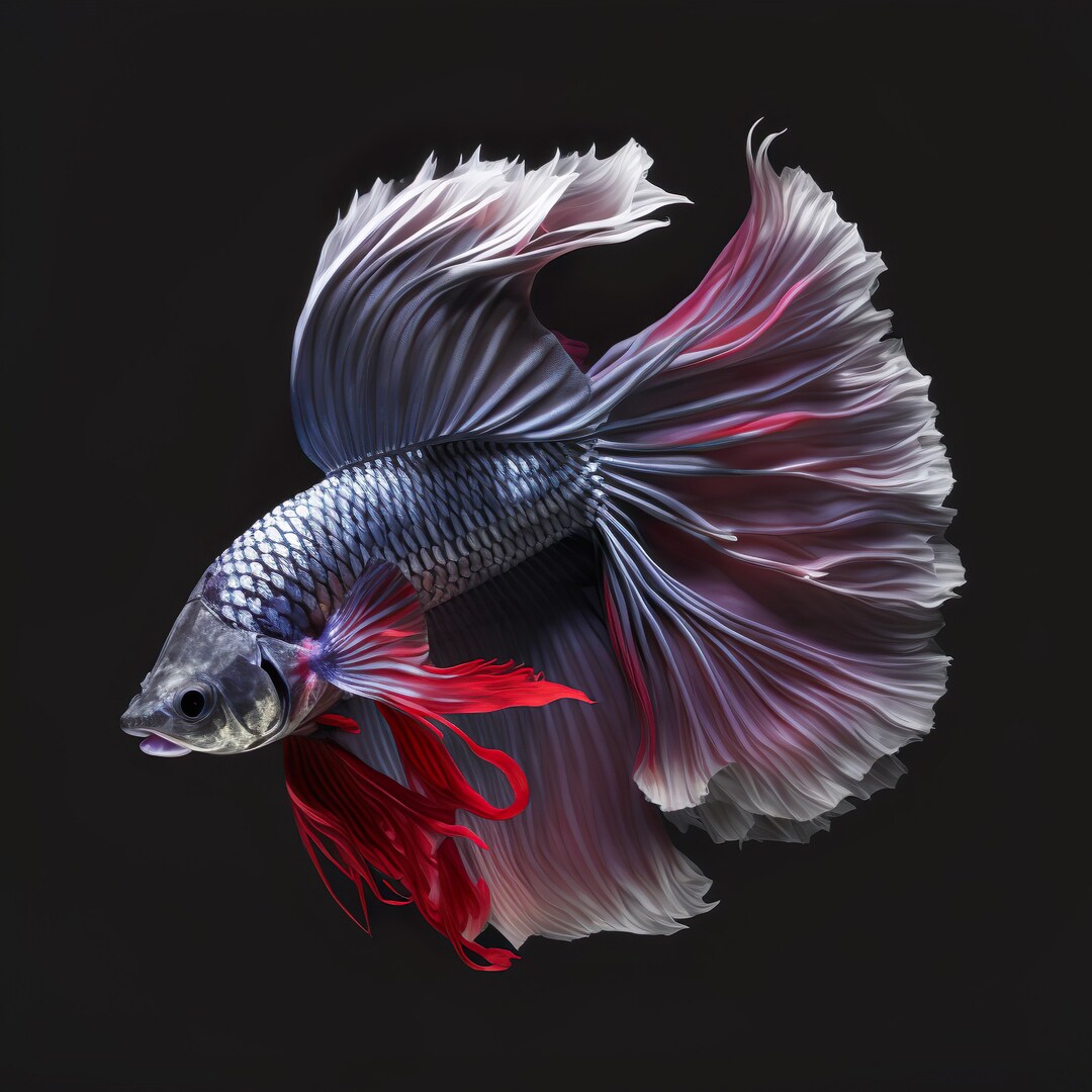 Beautiful Betta Art Red Purple Silver Tilt Left Digital - Etsy