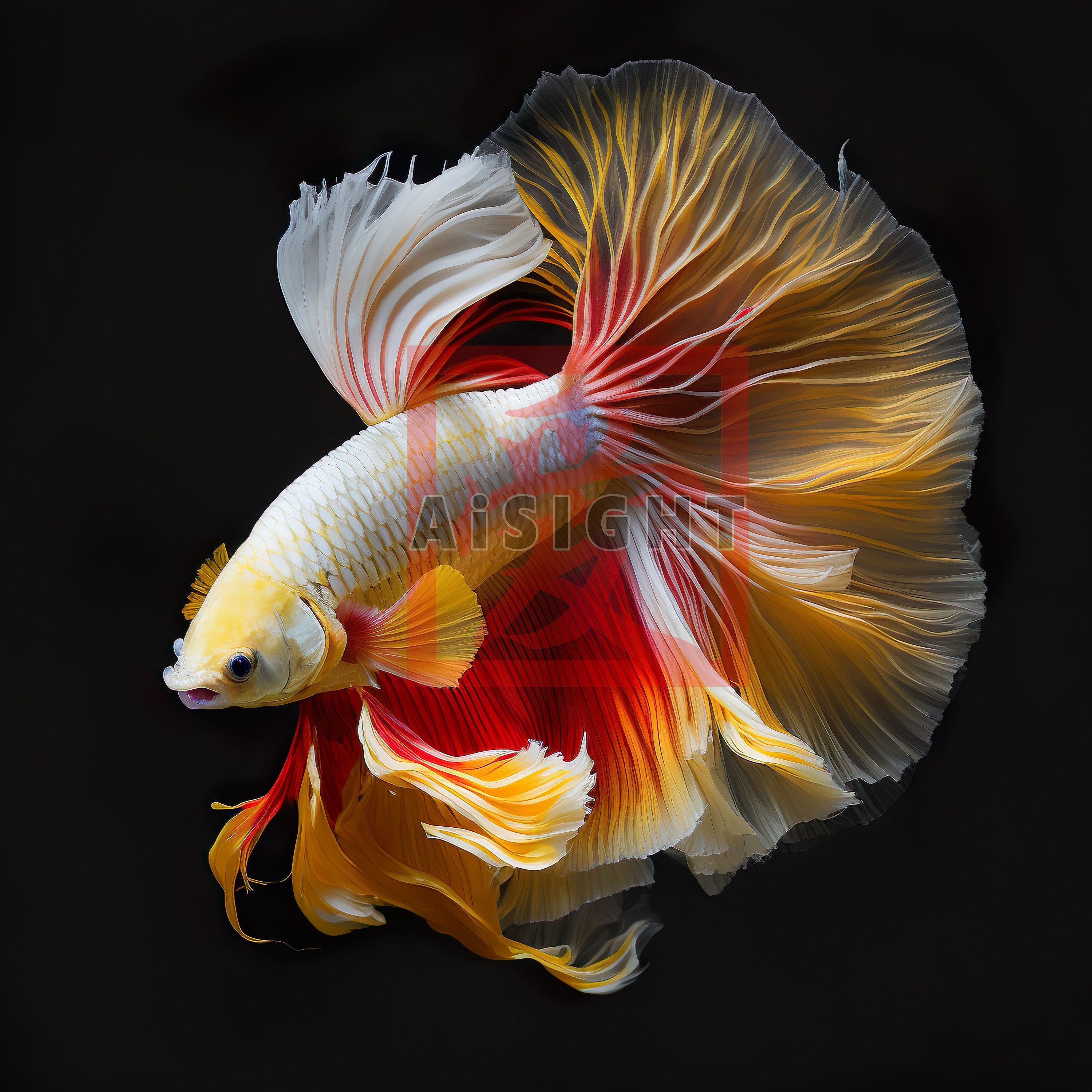 Beautiful Betta Art Red White Yellow Left | Digital Download by Aisight ...