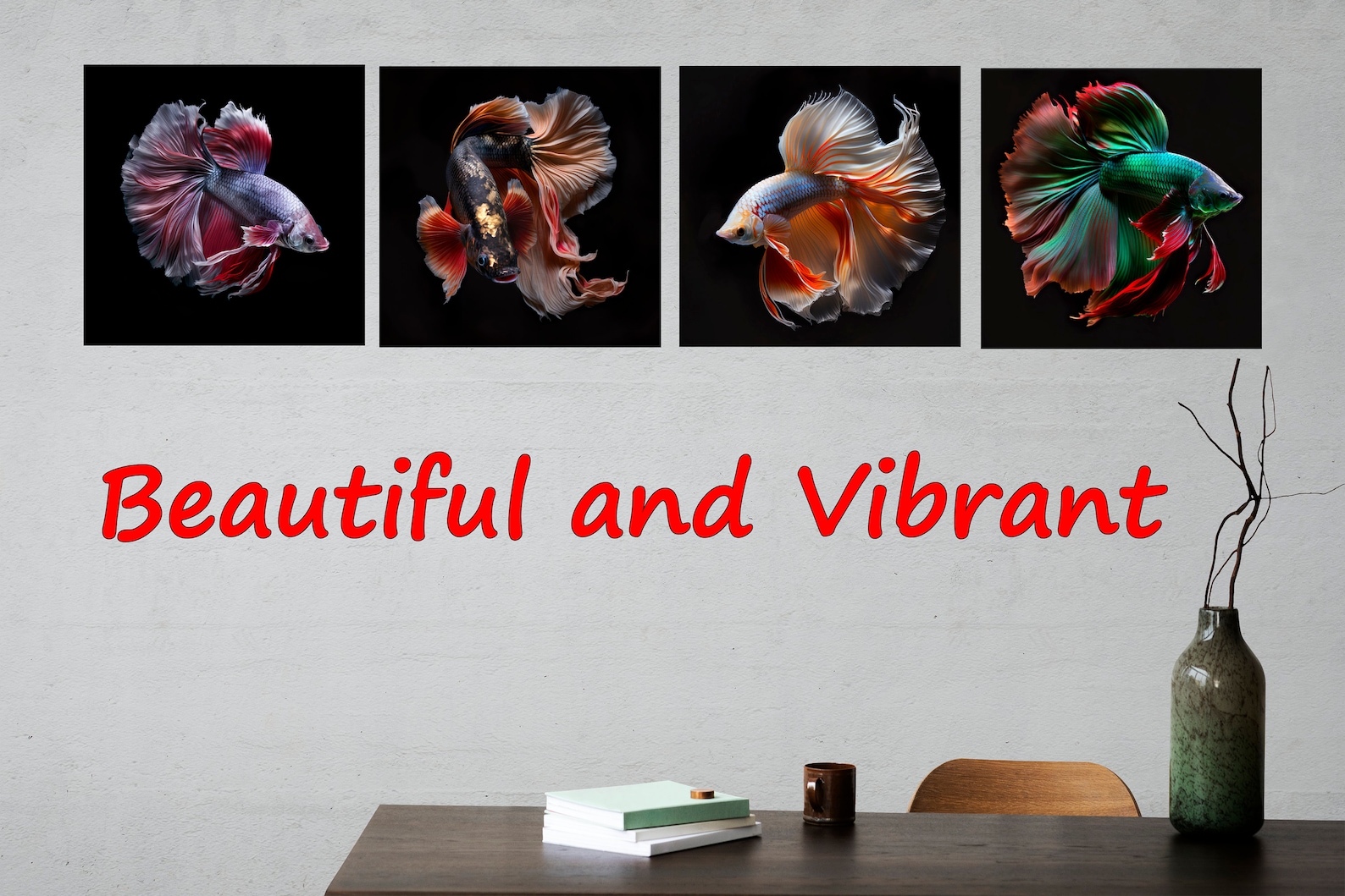 Beautiful Betta Art Orange White Right | Digital Download by Aisight - Etsy