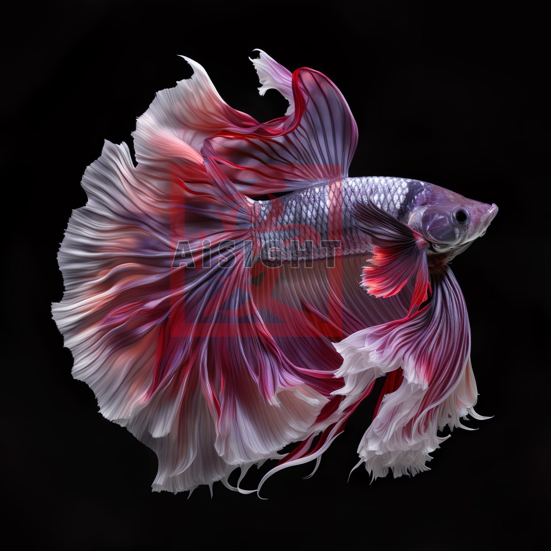Beautiful Betta Art Red Purple White Right | Digital Download by ...