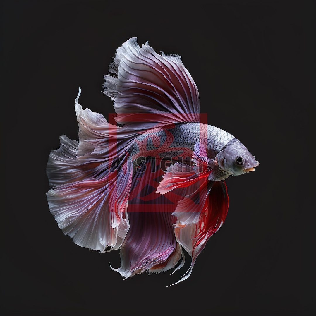 Beautiful Betta Art Red Purple Silver Right | Digital Download by ...