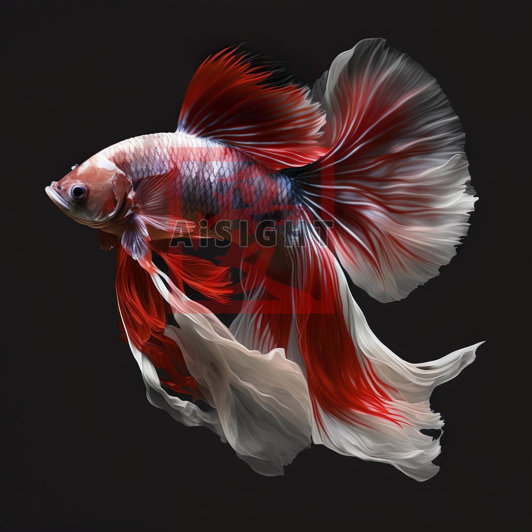 Beautiful Betta Art Red White Koi Left | Digital Download by Aisight - Etsy