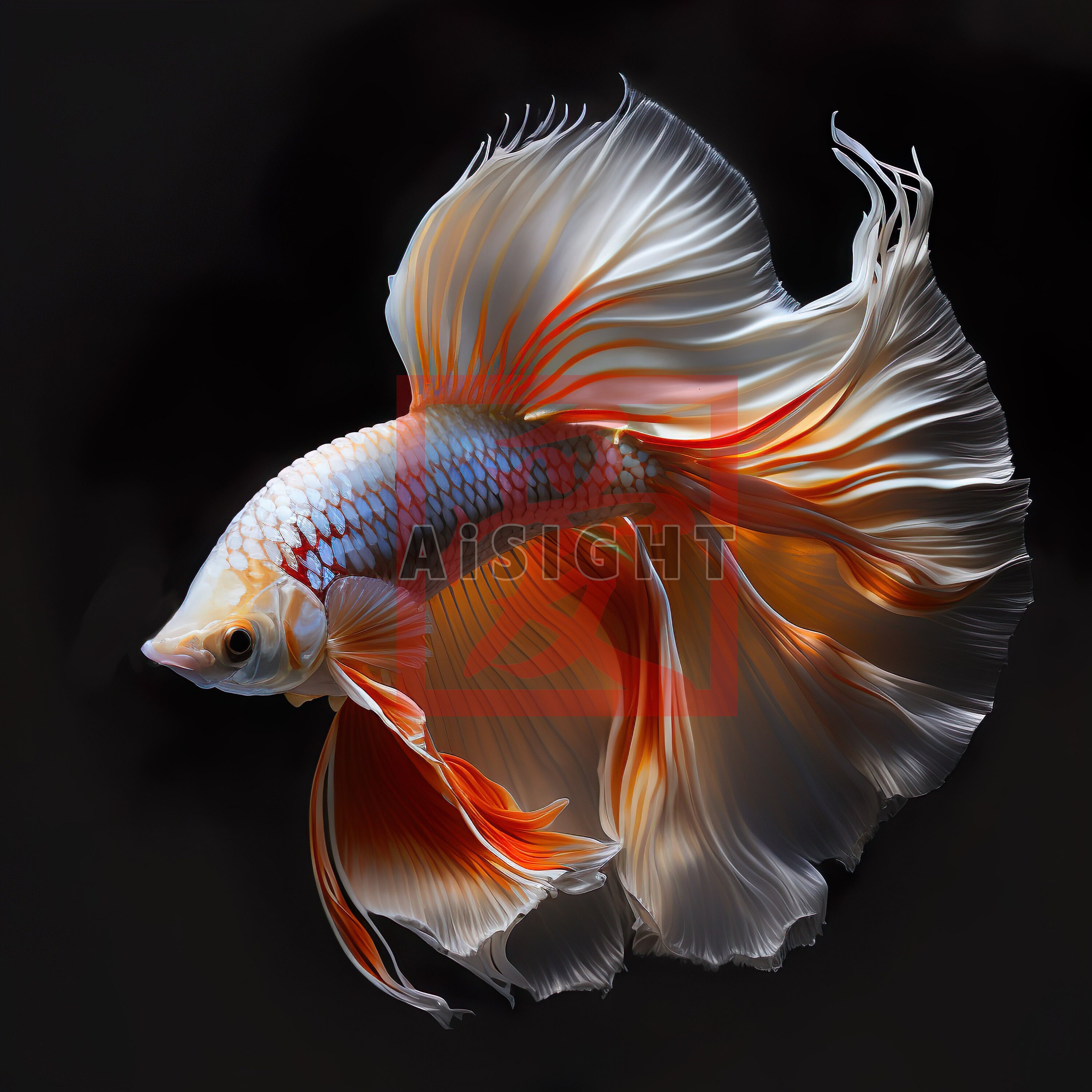 Beautiful Betta Art Orange White Red Left | Digital Download by Aisight ...
