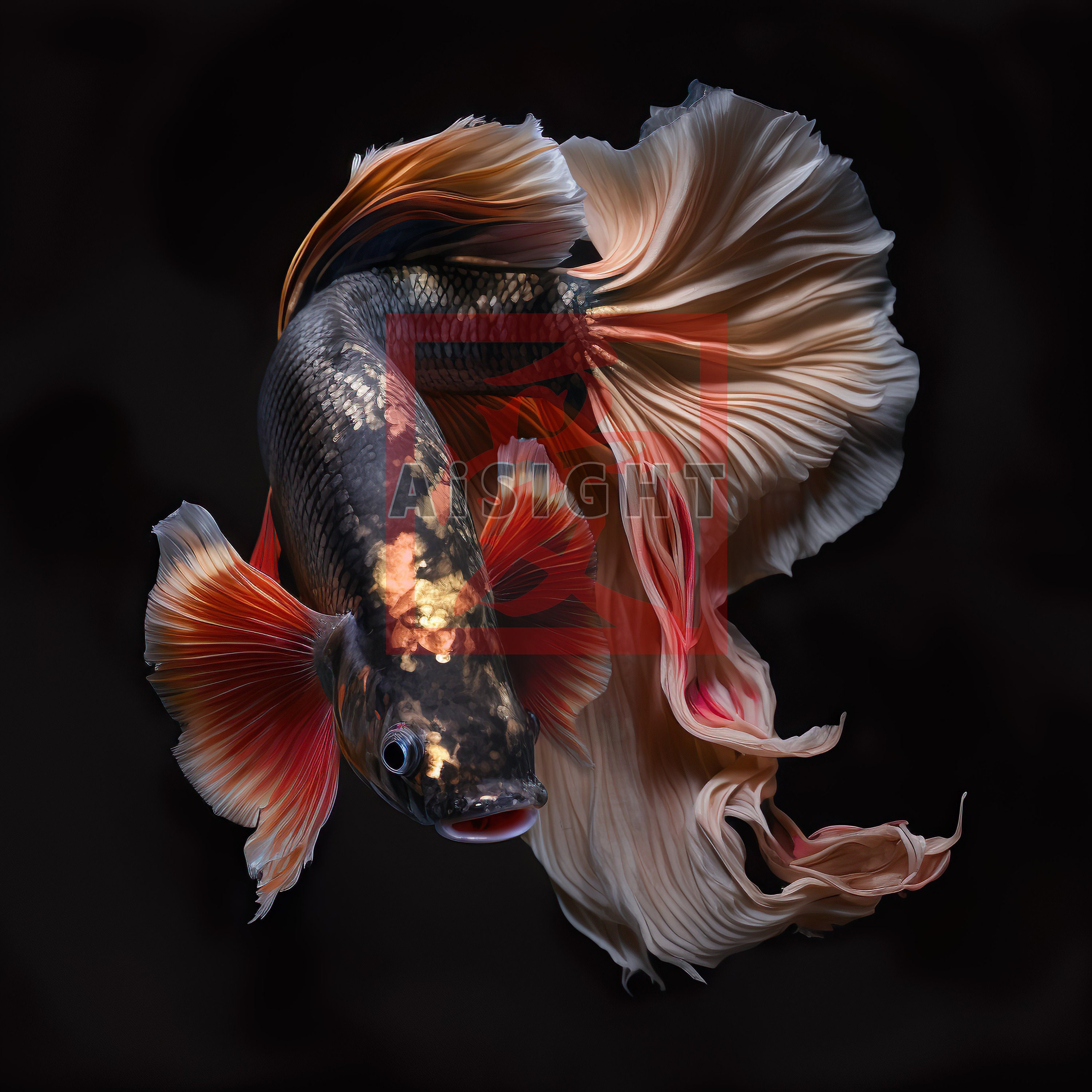 Beautiful Betta Art Bronze Gold Black Red | Digital Download by Aisight ...