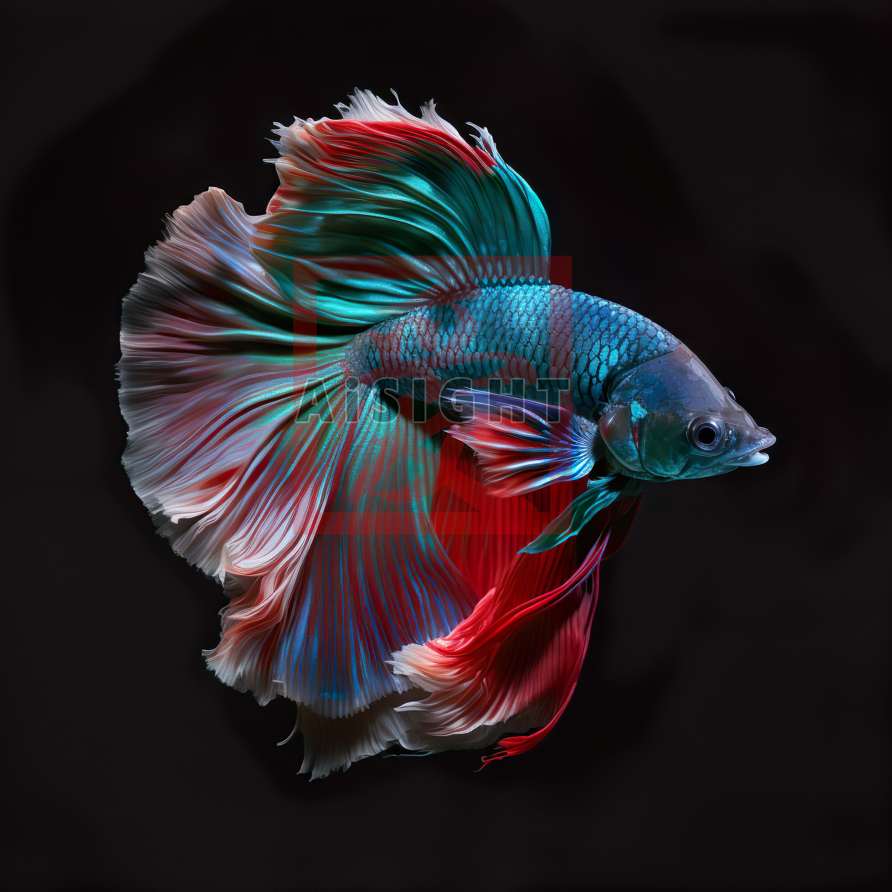 Beautiful Betta Art Red Green Blue Right | Digital Download by Aisight ...