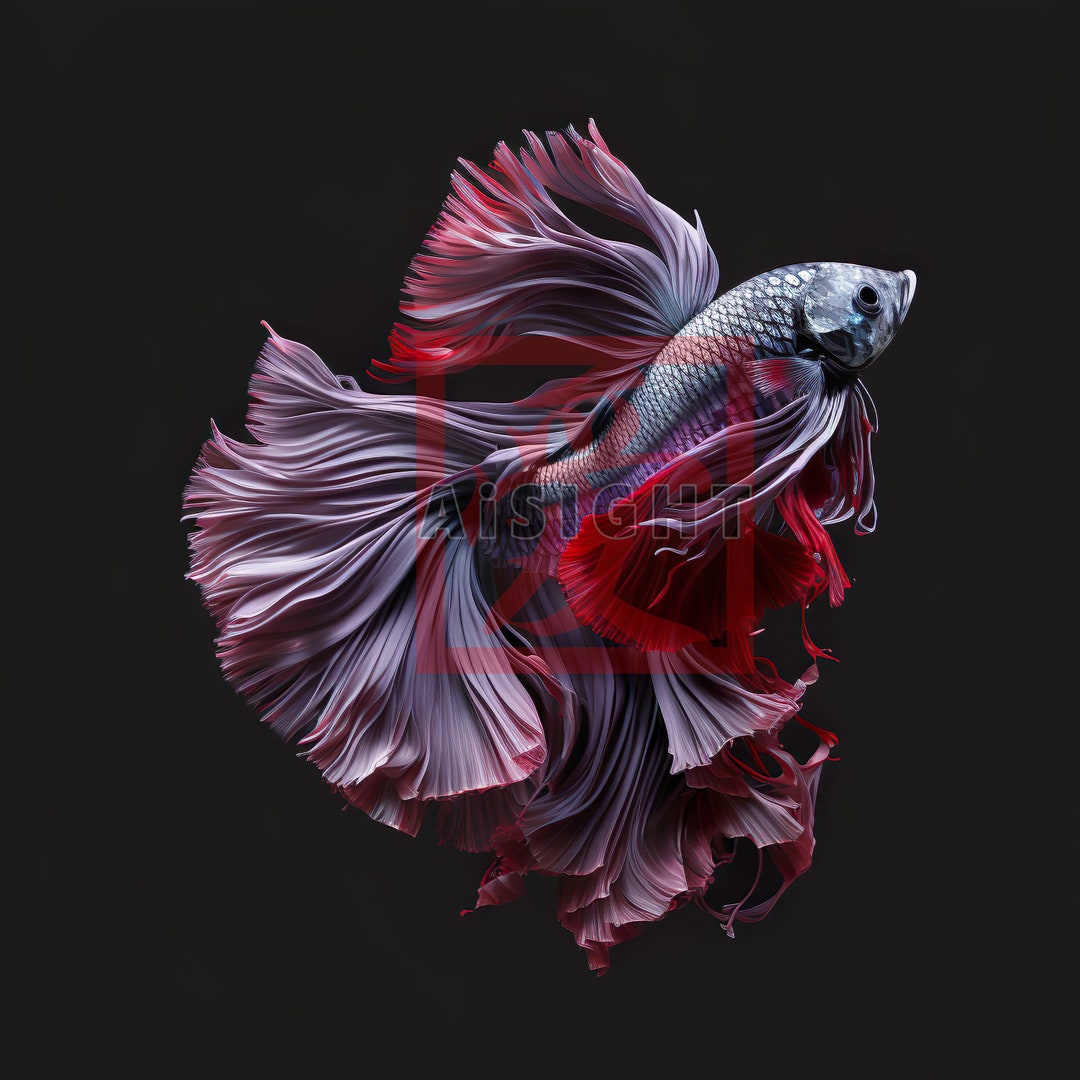 Beautiful Betta Art Red Purple Silver Tilt up | Digital Download by ...