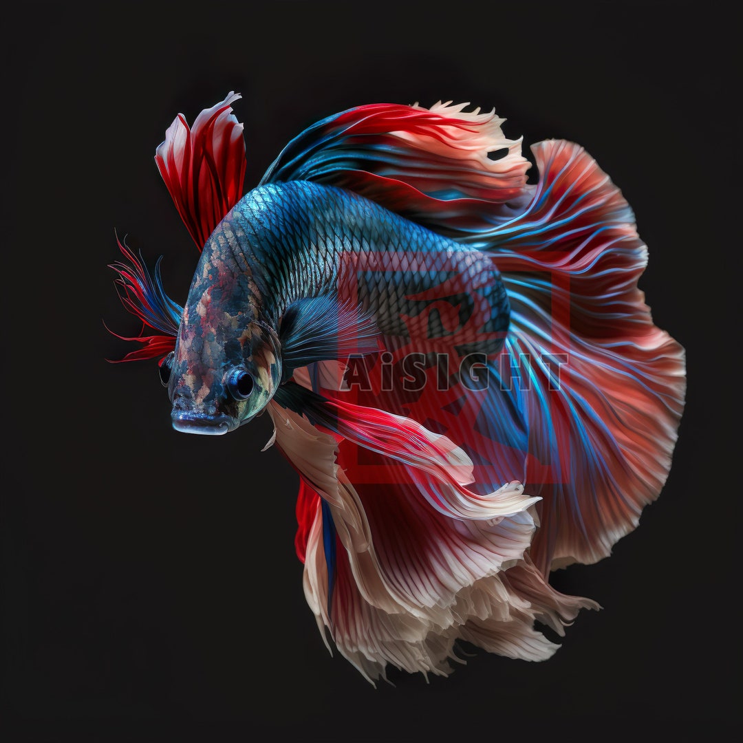 Beautiful Betta Art Red Blue White Koi | Digital Download by Aisight - Etsy