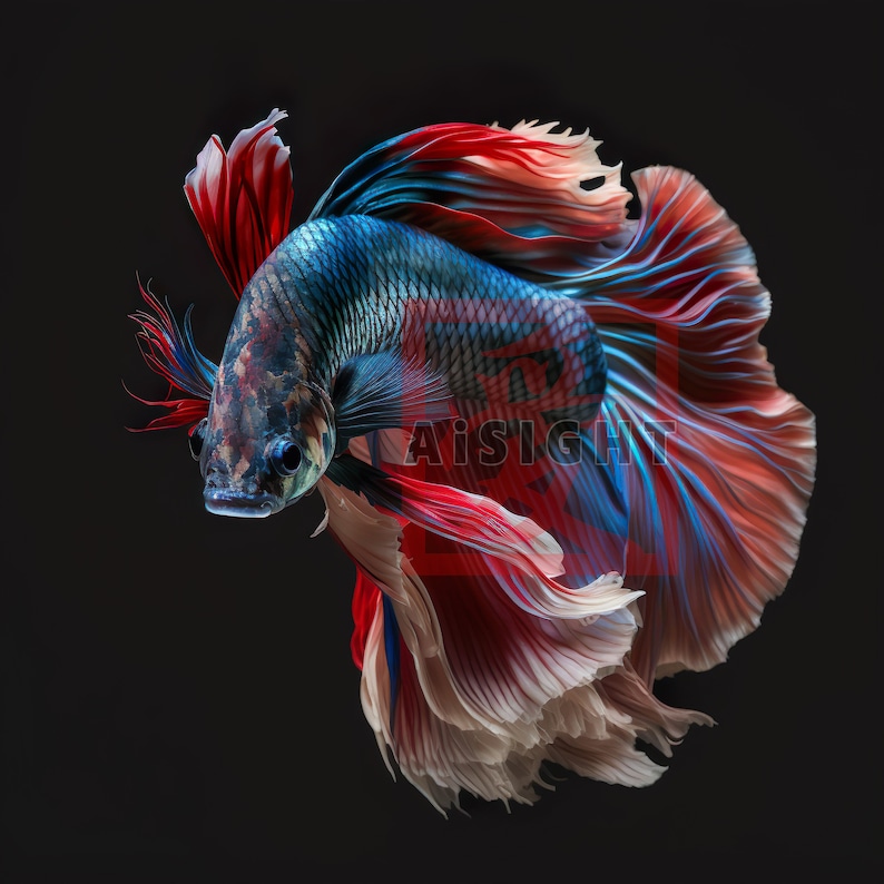 Beautiful Betta Art Red Blue White Koi | Digital Download by Aisight - Etsy