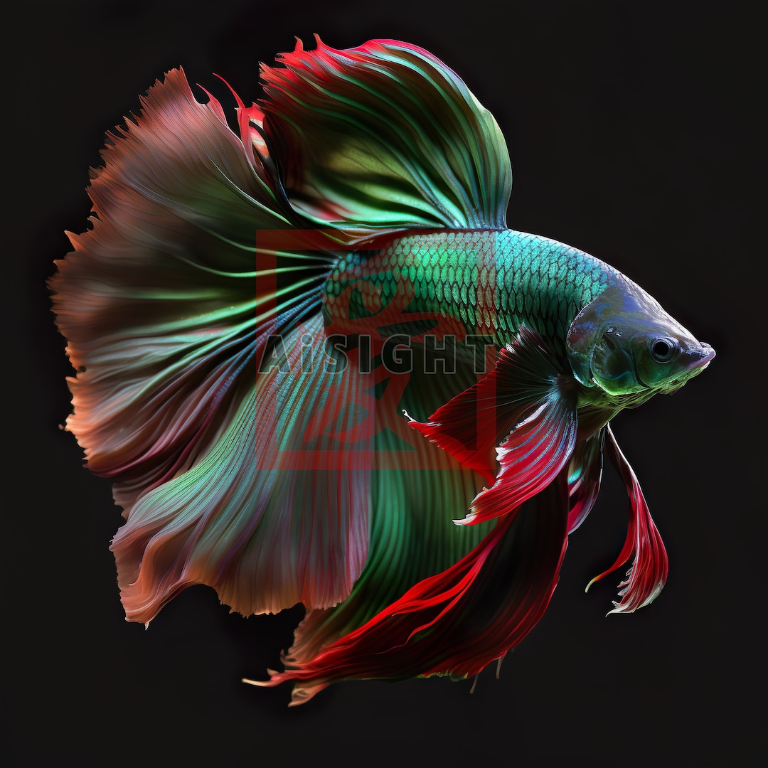 Beautiful Betta Art Green Red Blue Right | Digital Download by Aisight ...