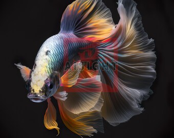 Beautiful Betta Art Red Purple Silver Tilt up Digital - Etsy