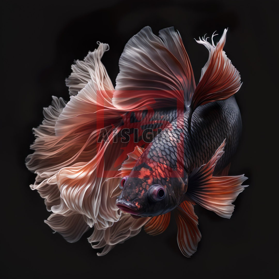 Beautiful Betta Art Bronze Black Red | Digital Download by Aisight - Etsy