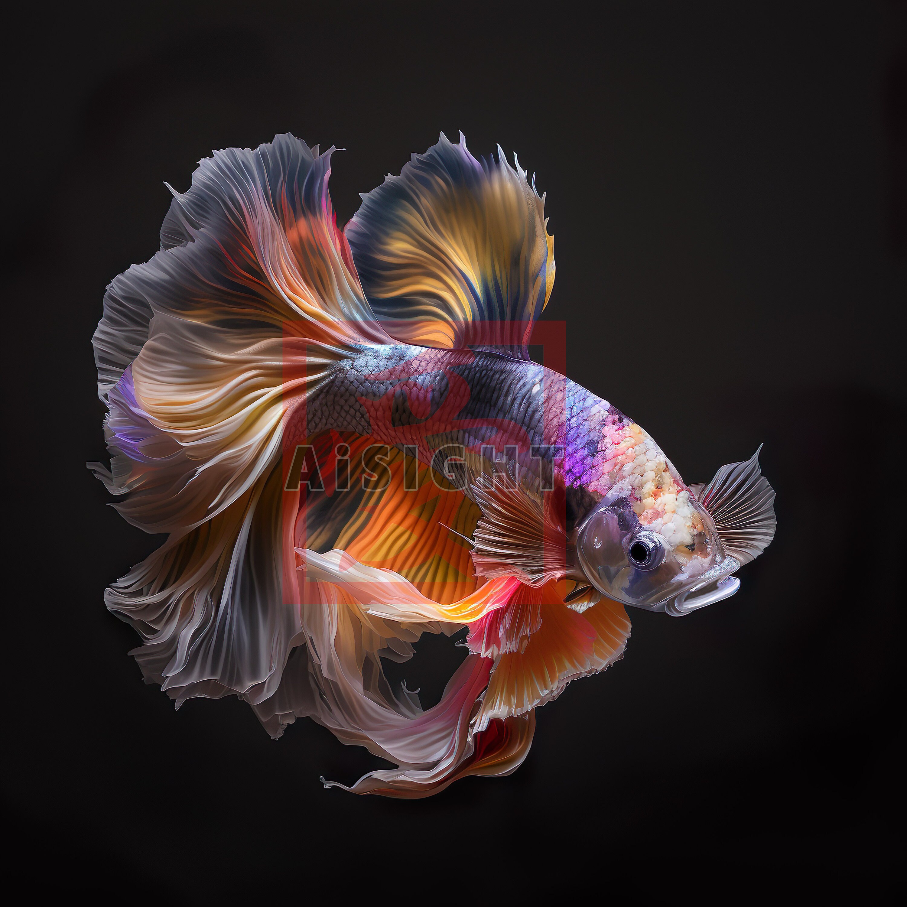 Beautiful Betta Art Rainbow Silver | Digital Download by Aisight - Etsy