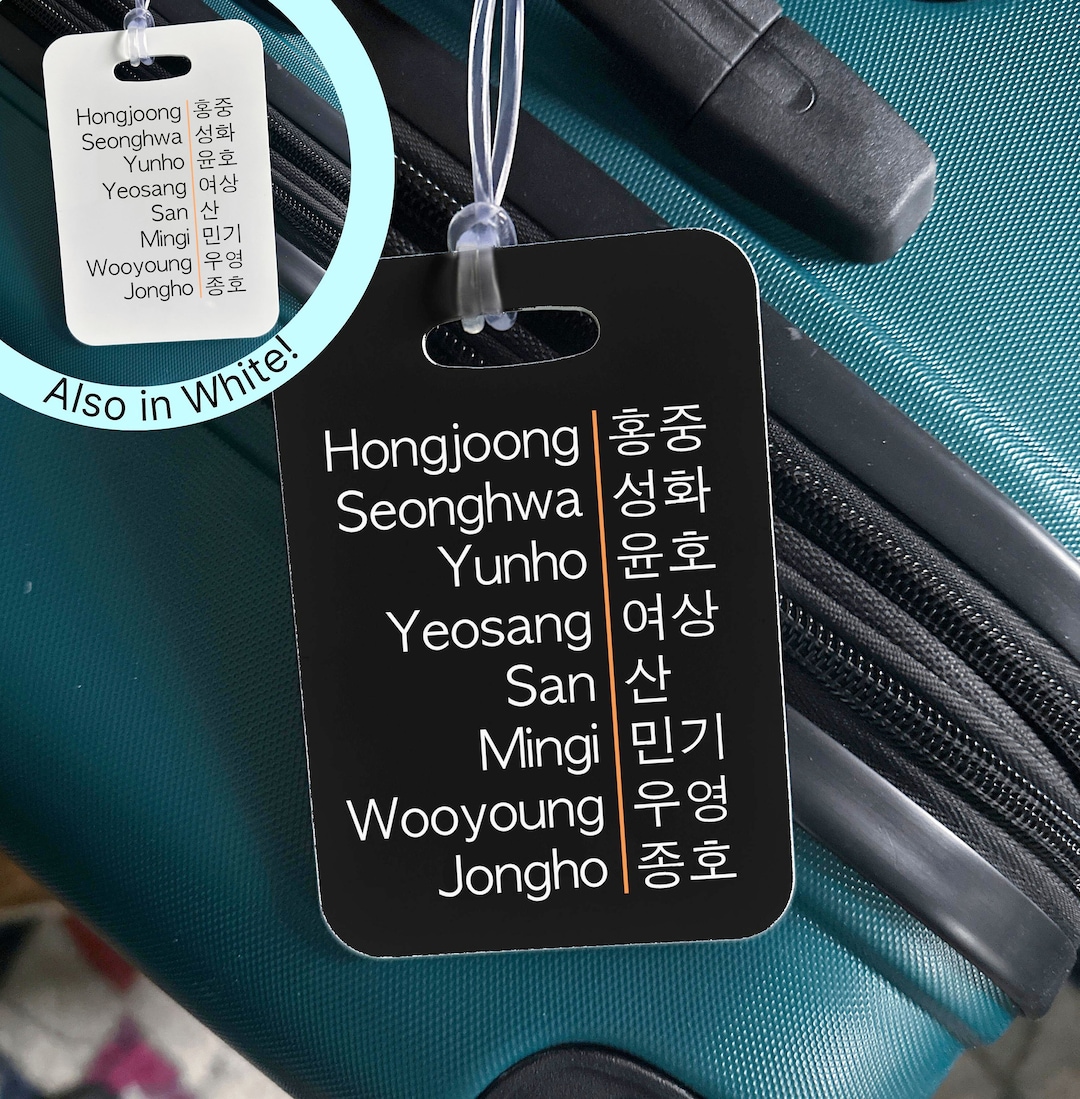 Atiny OT8 Hangeul and English Luggage Tag, Cute Fun Fandom Travel Bag ...