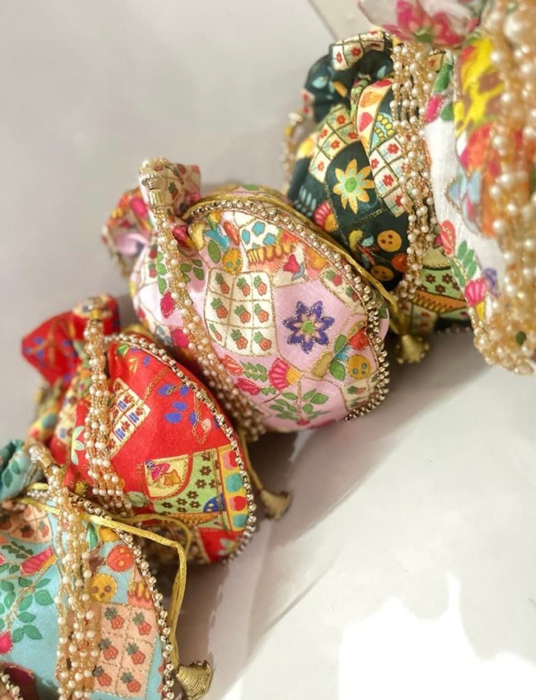 Indian Shagan Wedding Jaipur Pattern Potli Wedding Gift Favour Mithai ...