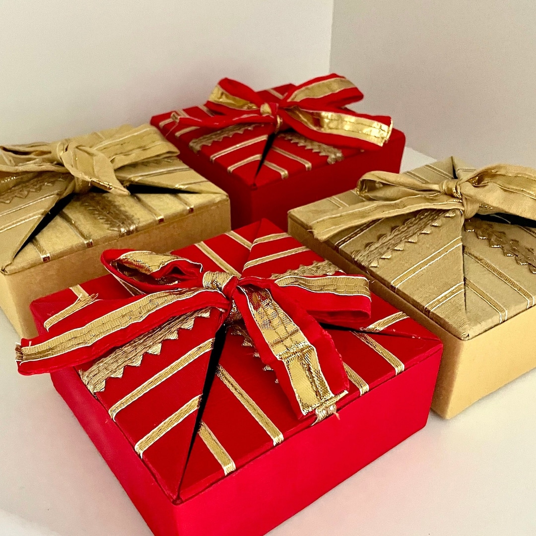 Regal Shagan Mithai Silk Embroidered Indian Wedding Gift Favour Boxes ...