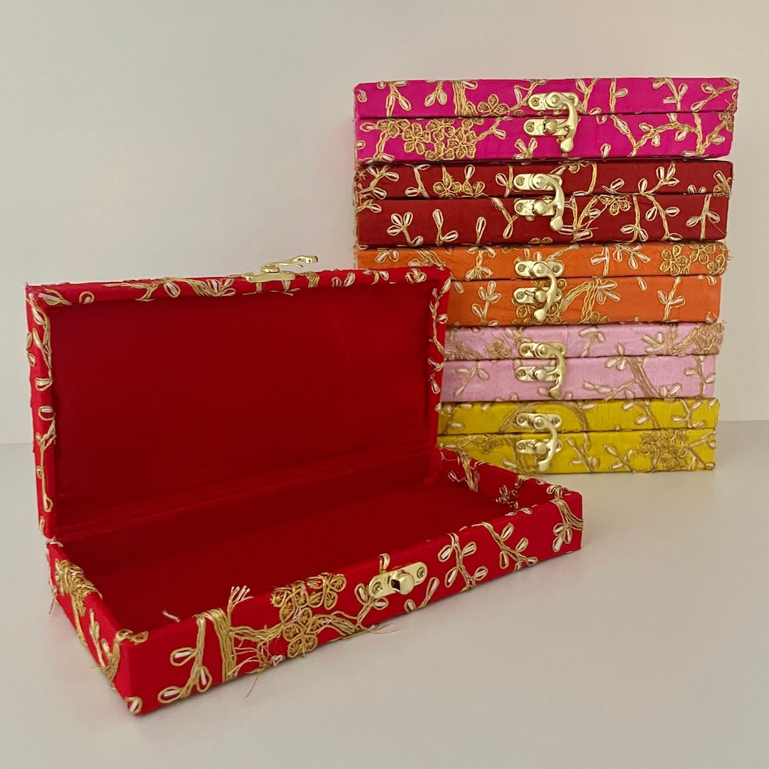 Shagan Mithai Silk Embroidered Indian Wedding Gift Favour Boxes - Etsy