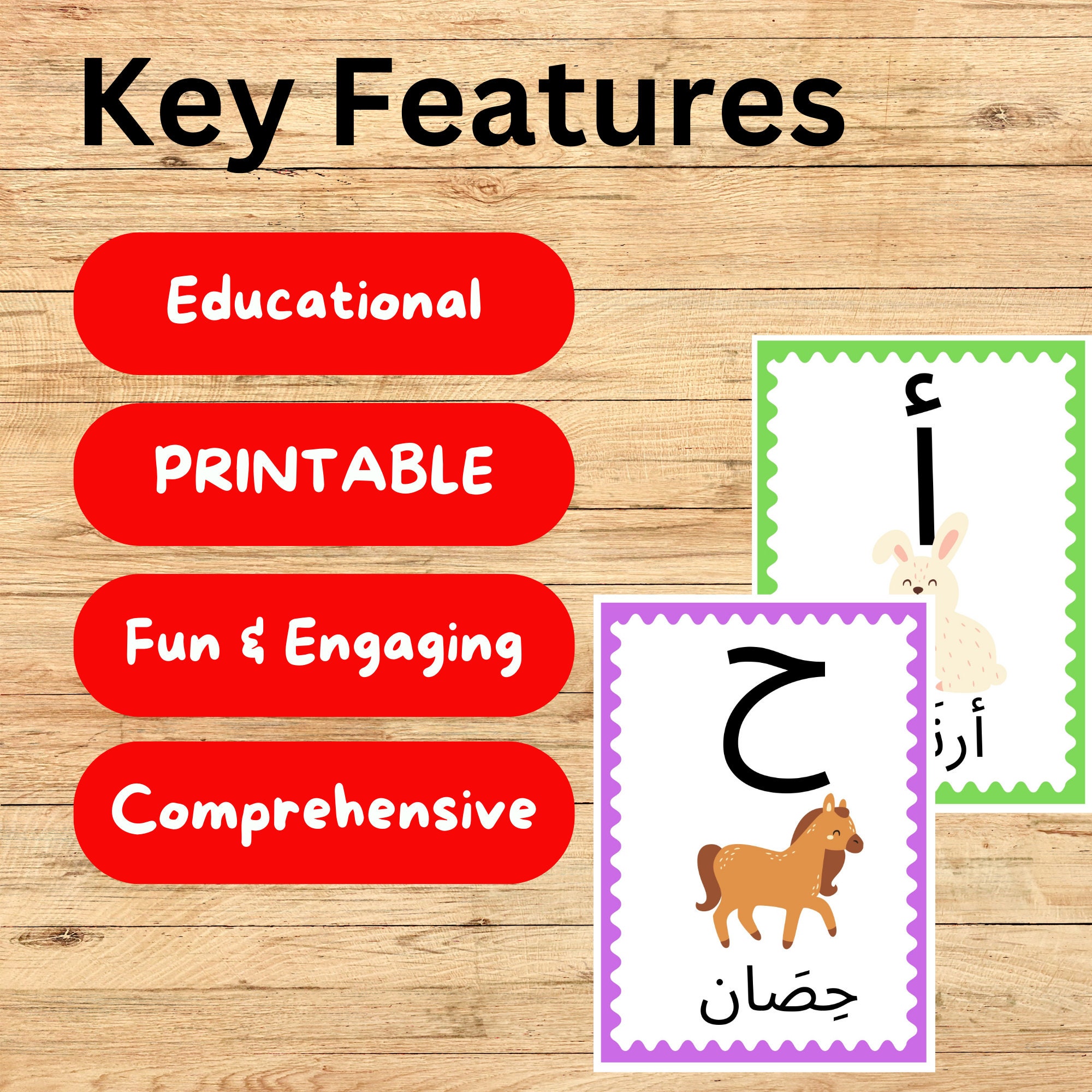 28 Colorful Arabic Animal Flashcards for Kids | Printable Cards | Learn ...