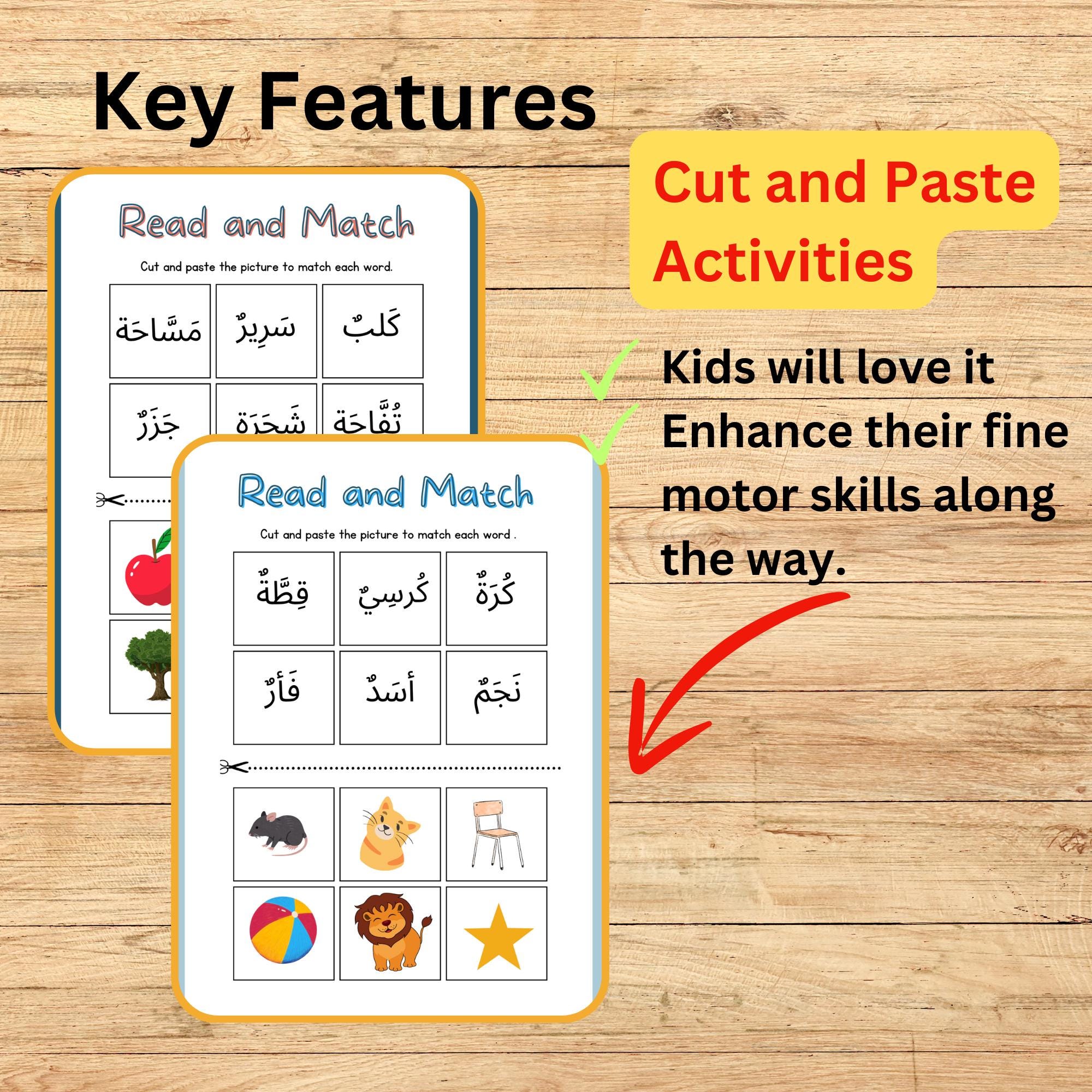 Arabic Read and Match Worksheet: Cut & Paste Activity (printable PDF ...